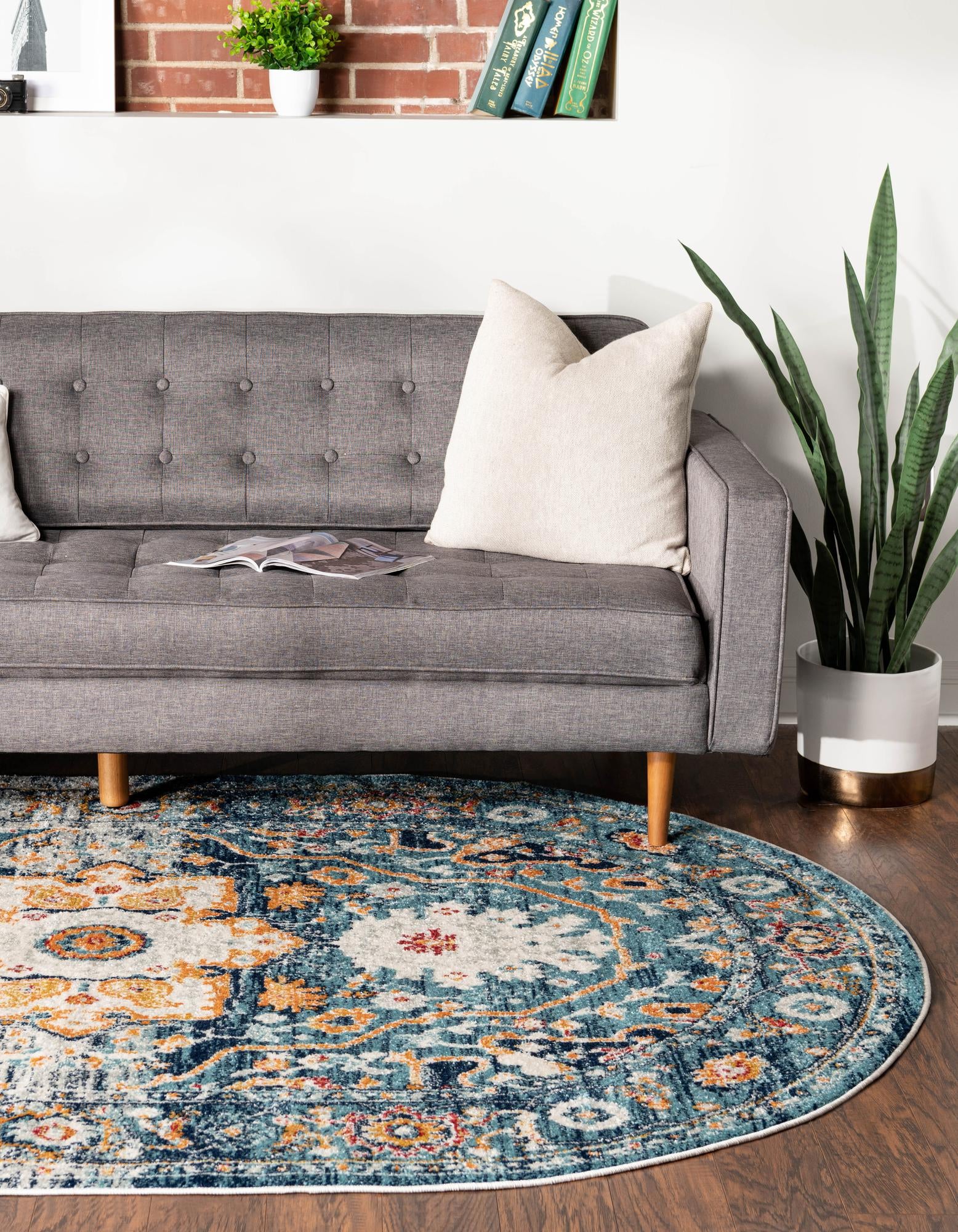 Teal 5' 3 x 8' Madeline Vintage Oval Rug | Rugs.com