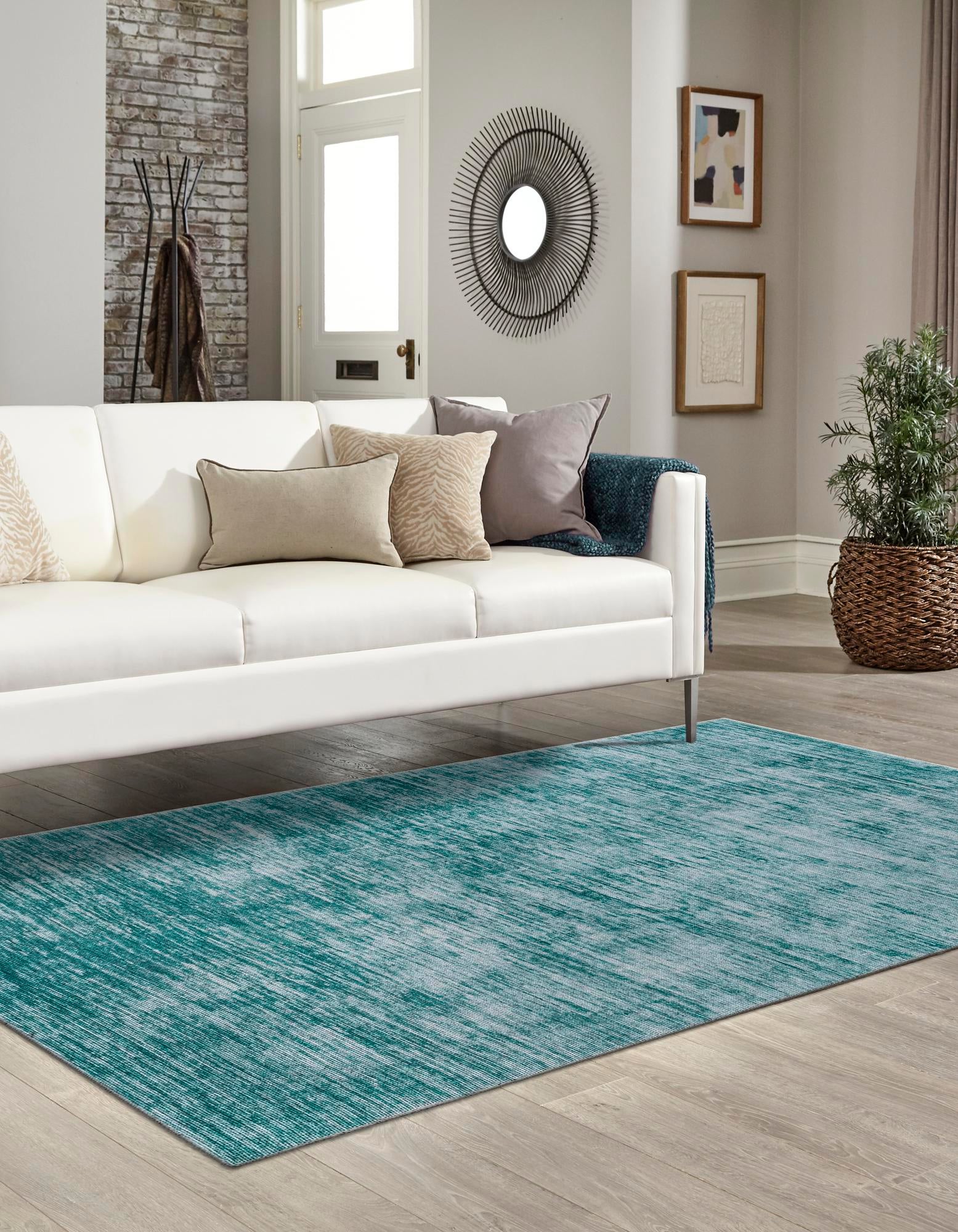 Teal 3' 6 x 5' 6 Asha Rug | Rugs.com