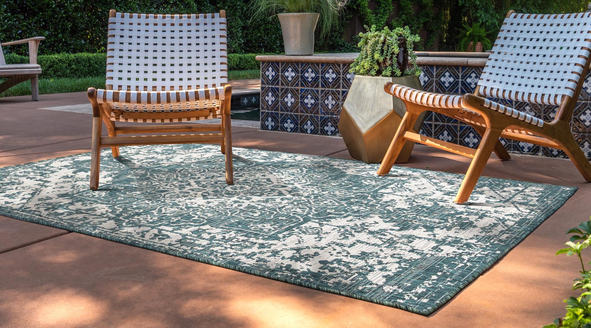 Teal 9' x 12' Jill Zarin Dubai Indoor / Outdoor Rug | Rugs.com