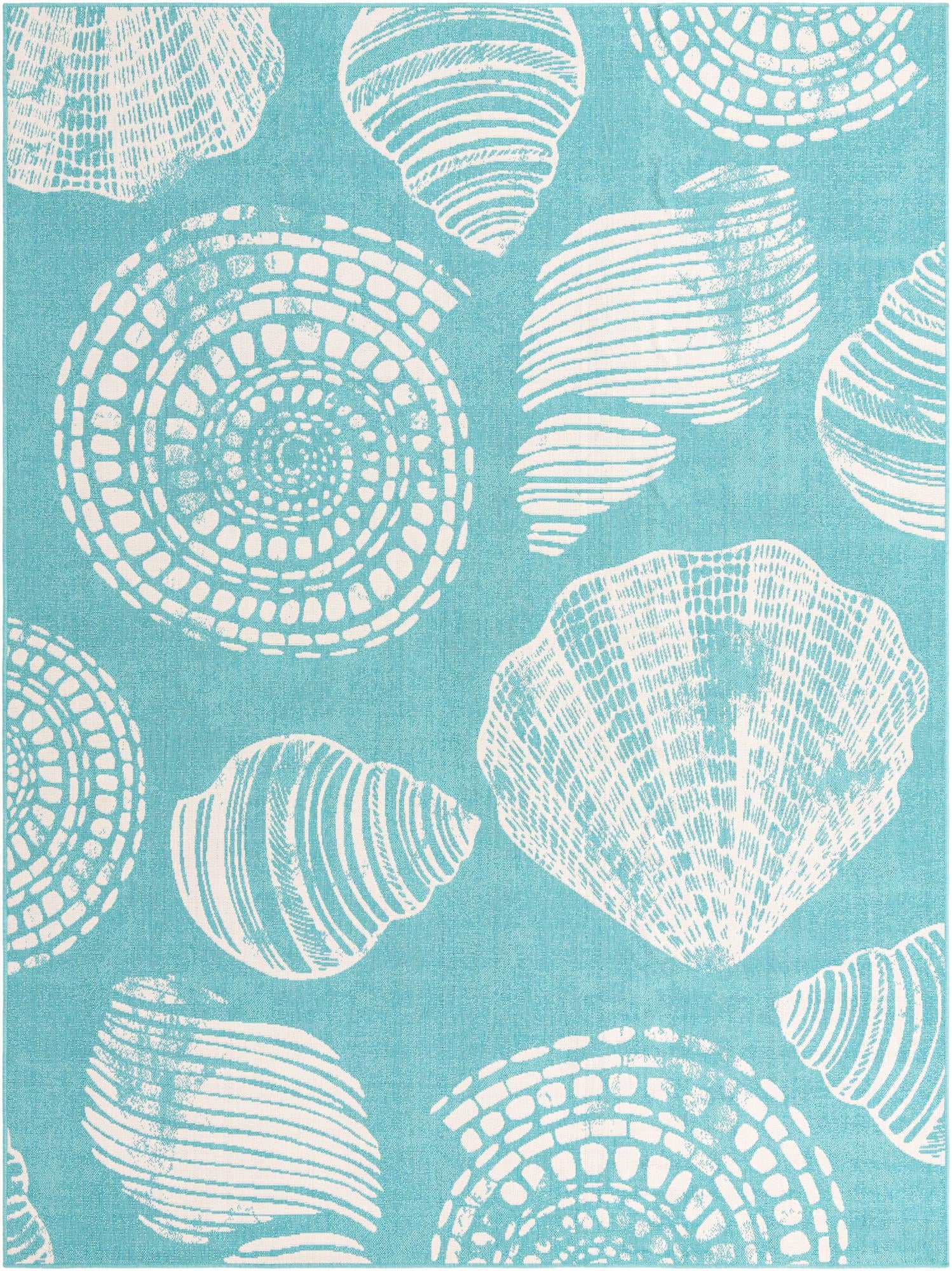 Teal 9' x 12' Coastal Indoor / Outdoor Rug | Rugs.com