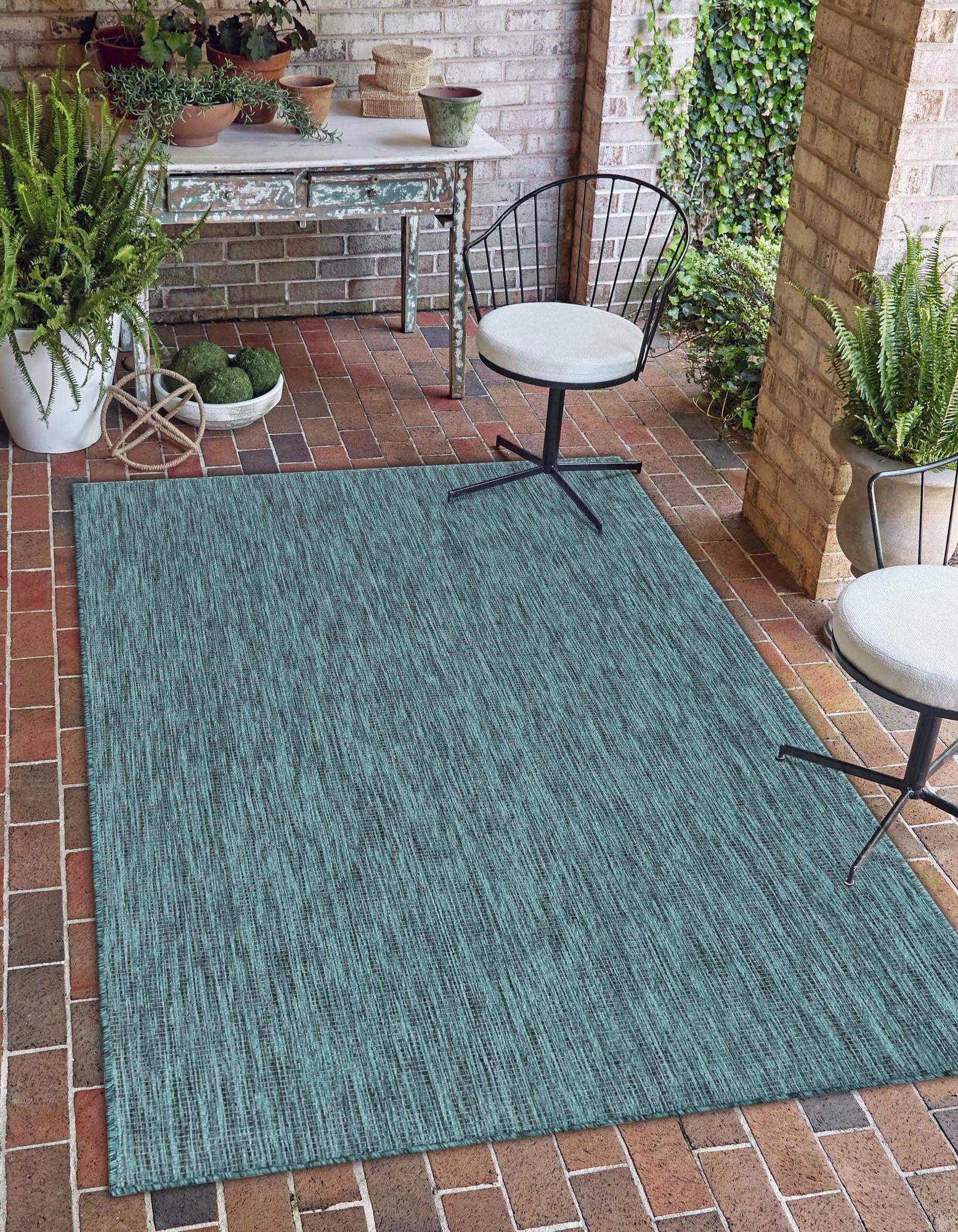 Teal 9' x 12' Solid Indoor / Outdoor Rug | Rugs.com