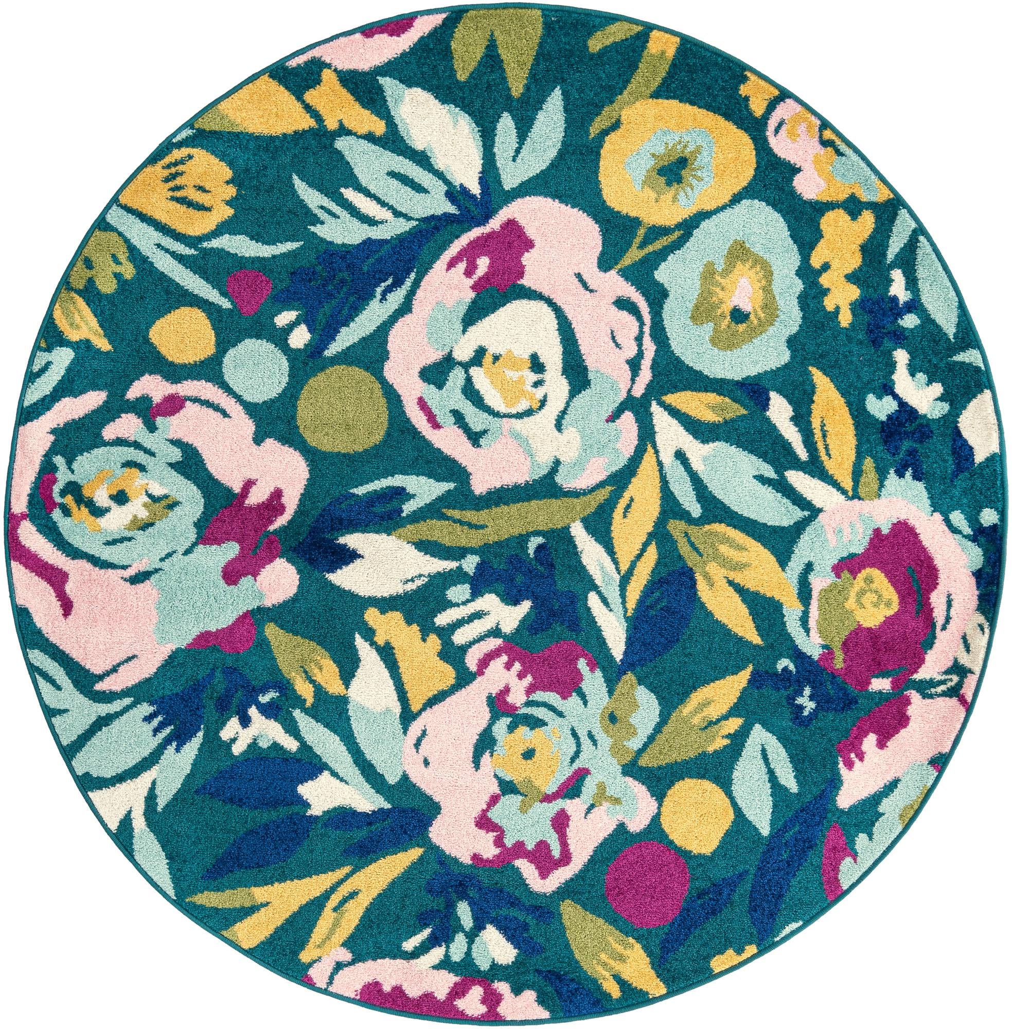 Teal 6' x 6' Bloom Round Rug | Rugs.com