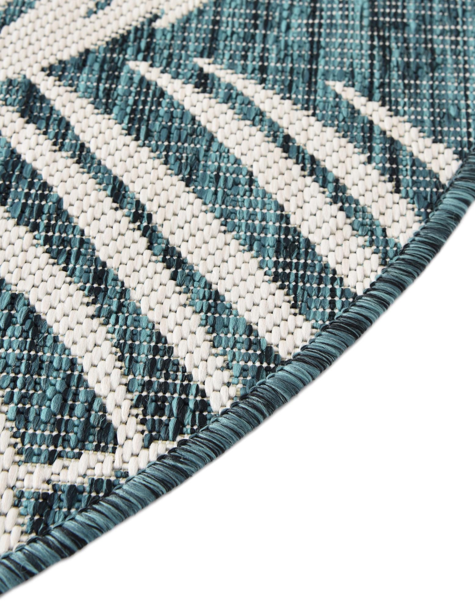 Teal 7' 10 x 7' 10 Botanical Indoor / Outdoor Round Rug | Rugs.com