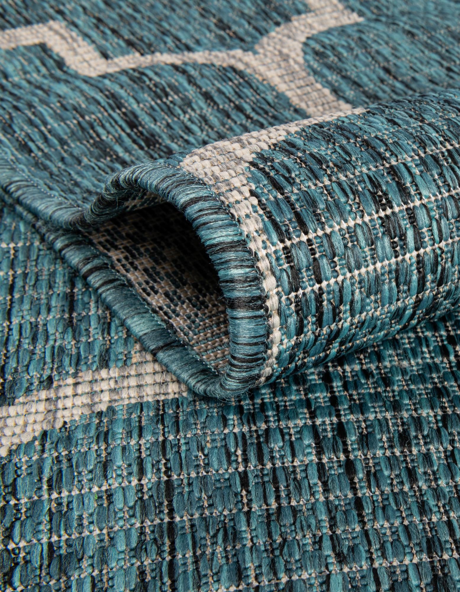 Teal 4' x 4' Lattice Indoor / Outdoor Round Rug | Rugs.com
