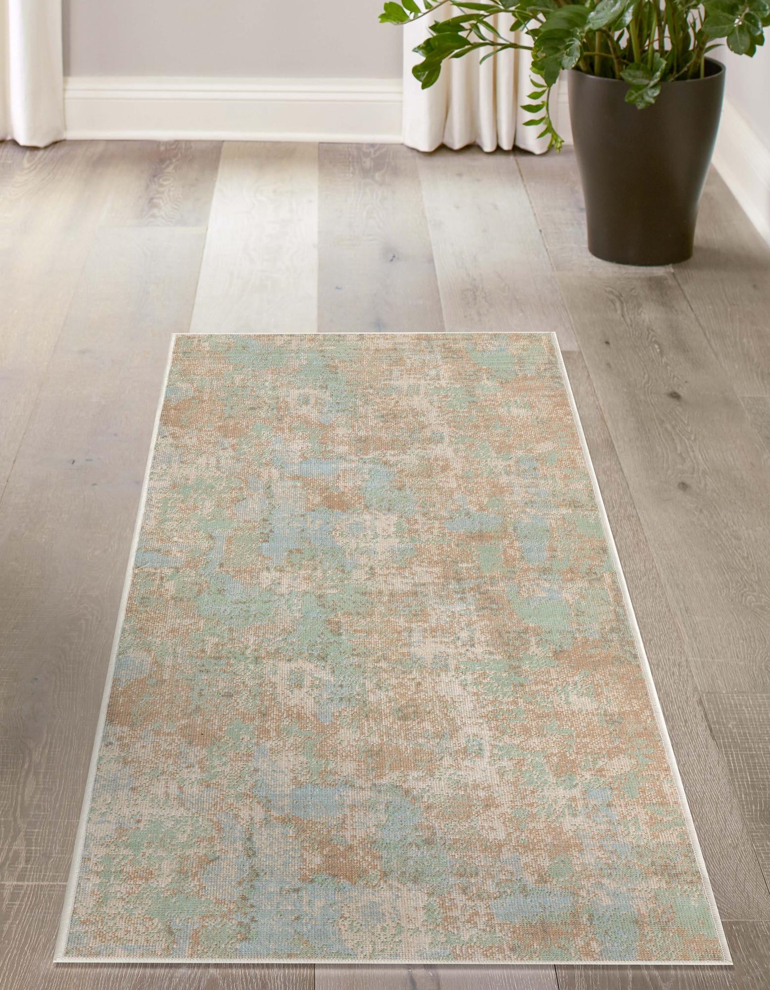 Teal 2' x 6' Lotus Runner Rug | Rugs.com