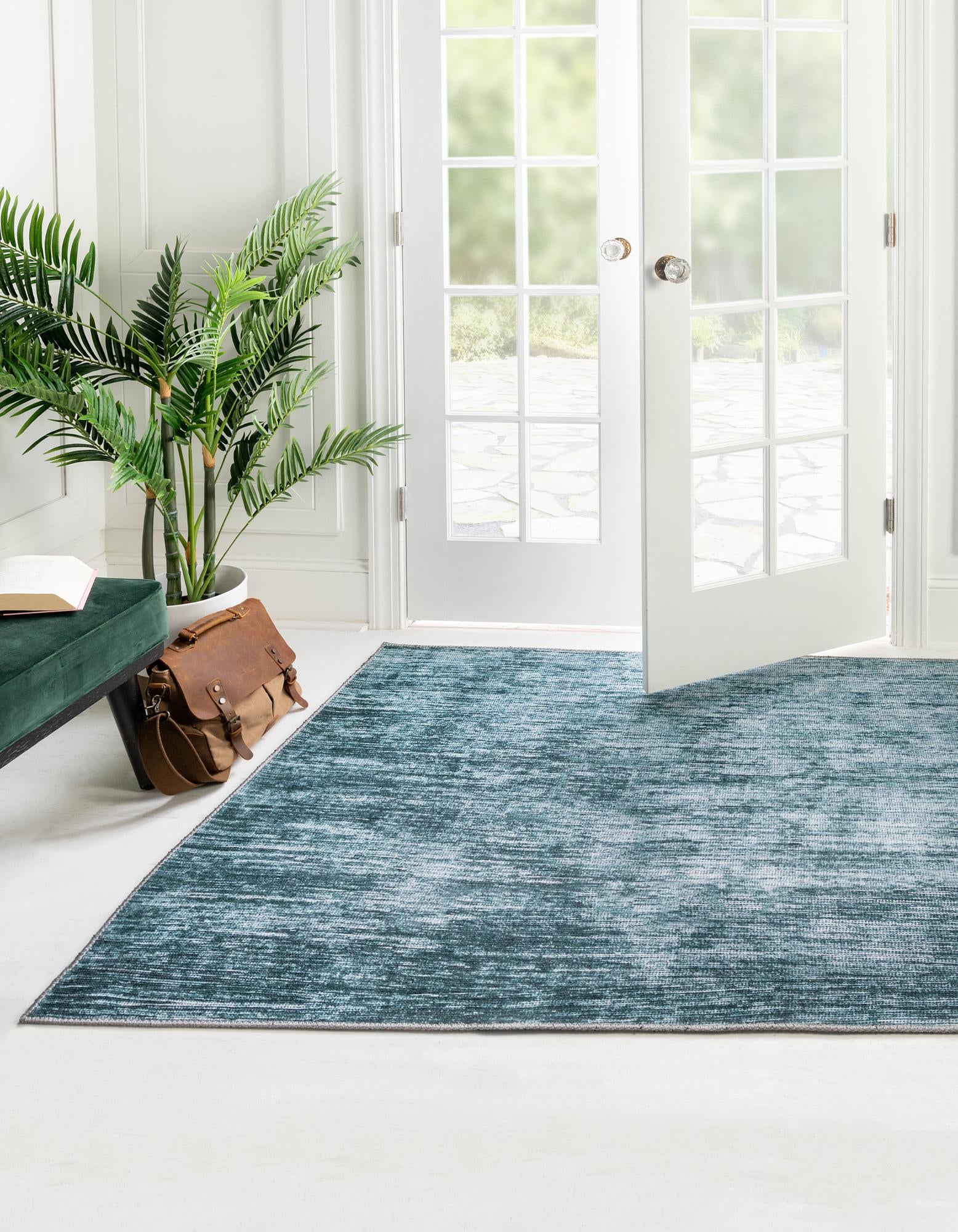 Teal 5' x 5' Asha Square Rug | Rugs.com