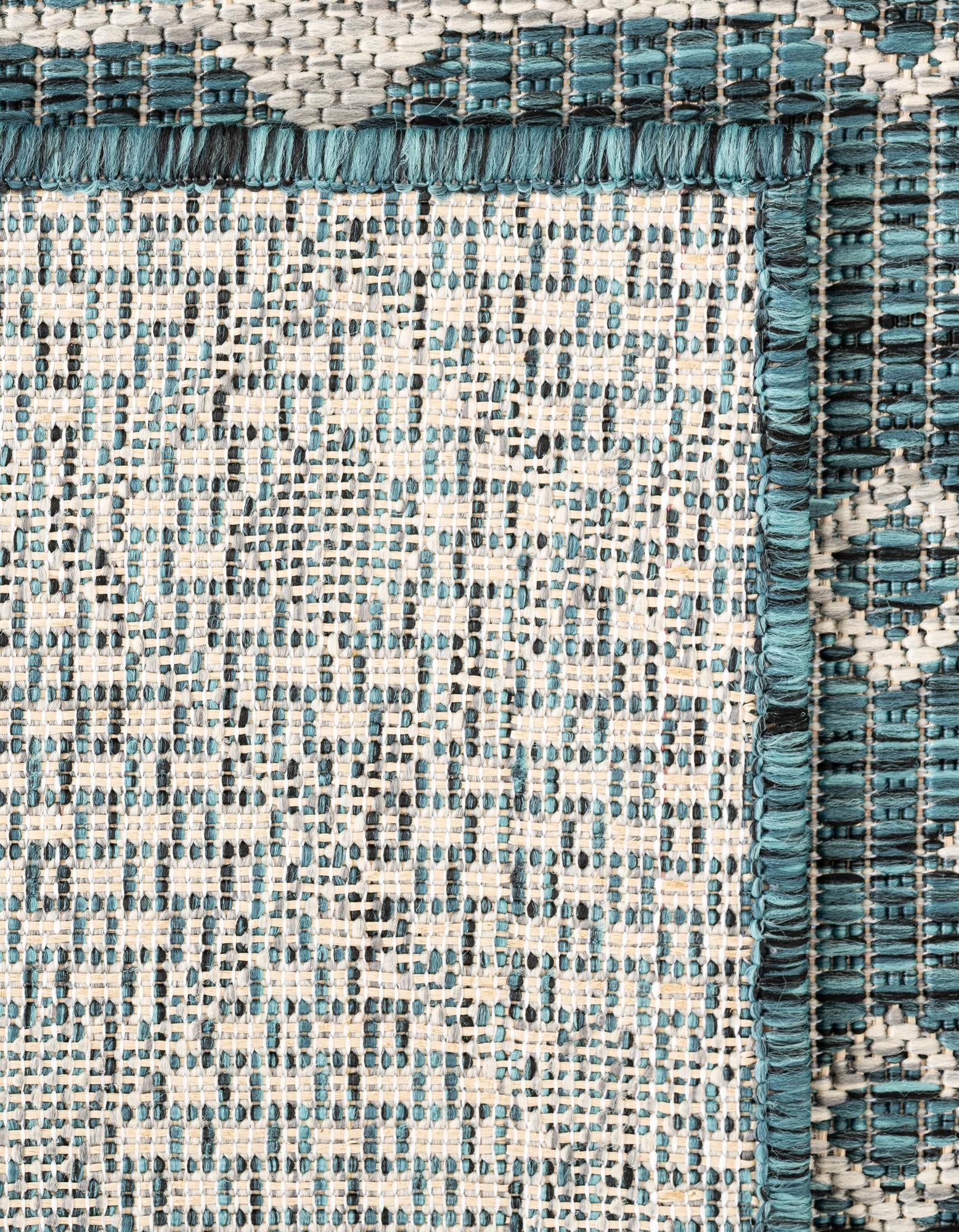 Teal 7' 10 x 7' 10 Lattice Indoor / Outdoor Square Rug | Rugs.com