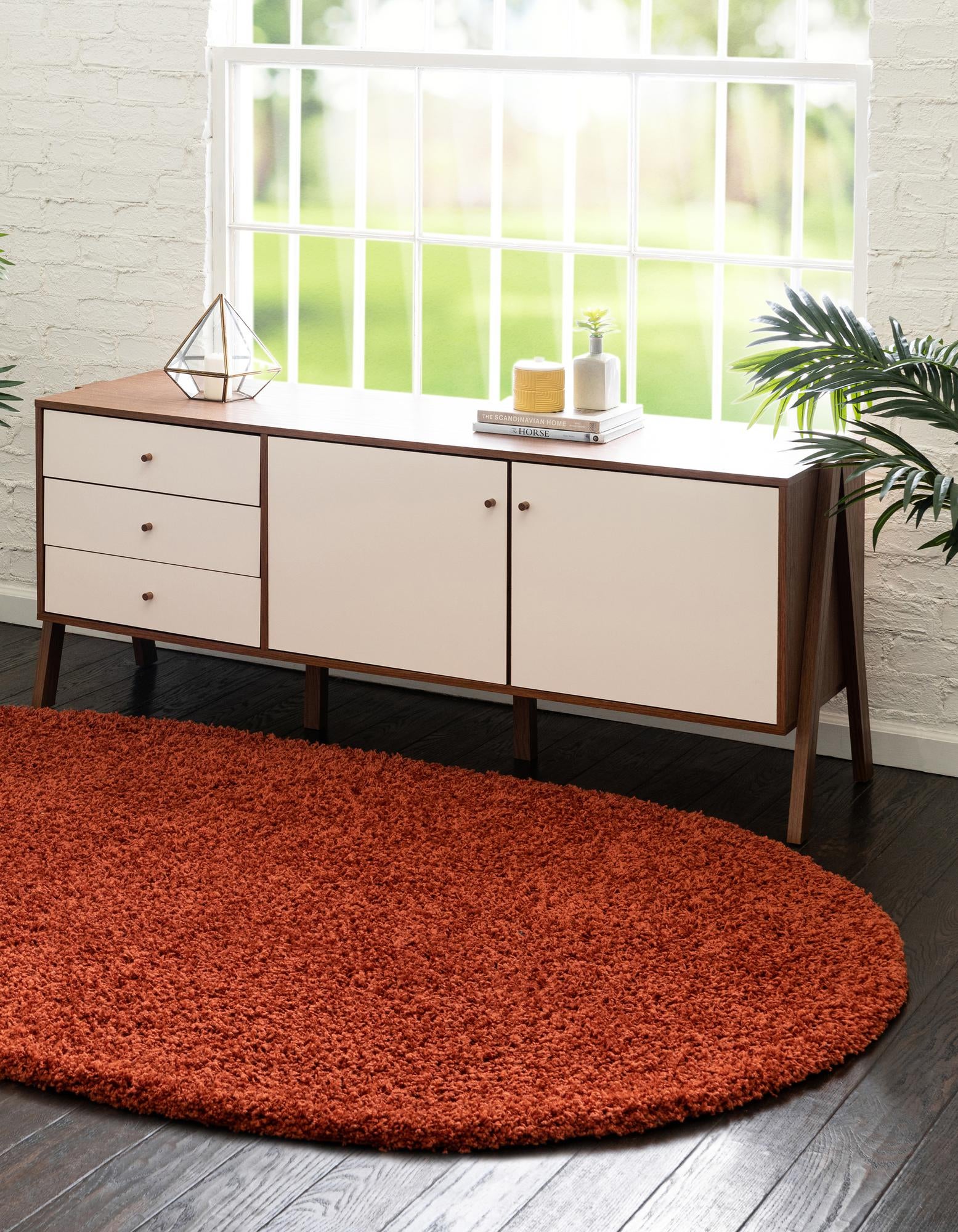 Terracotta 3' 3 x 5' 3 Solid Shag Oval Rug | Rugs.com