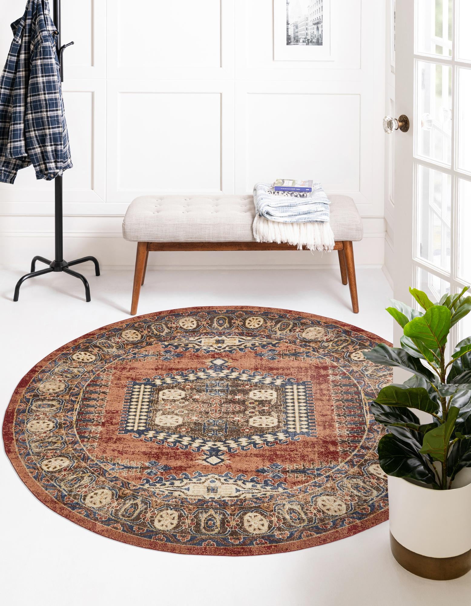 Terracotta 4' x 4' Eden Round Rug | Rugs.com