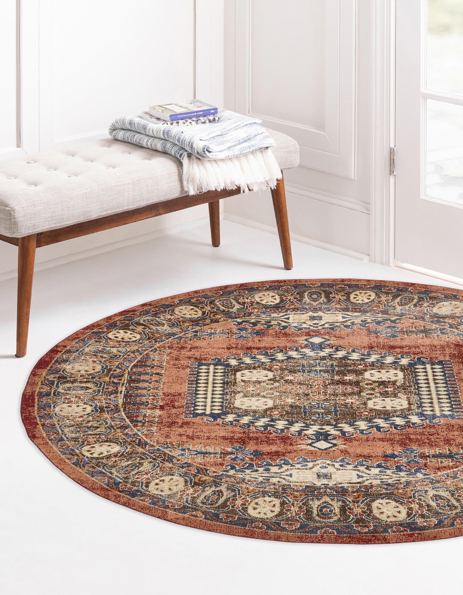 Terracotta 4' x 4' Eden Round Rug | Rugs.com