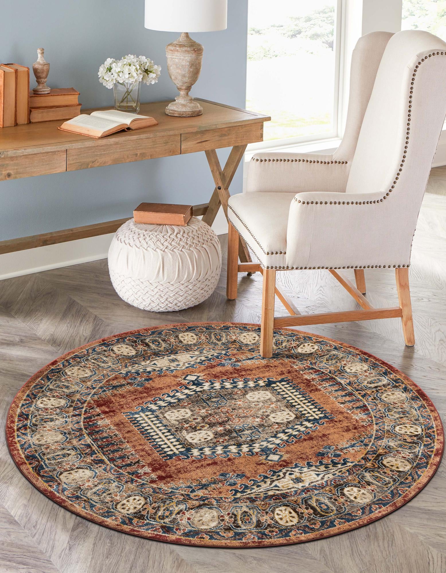 Terracotta 6' x 6' Eden Round Rug | Rugs.com