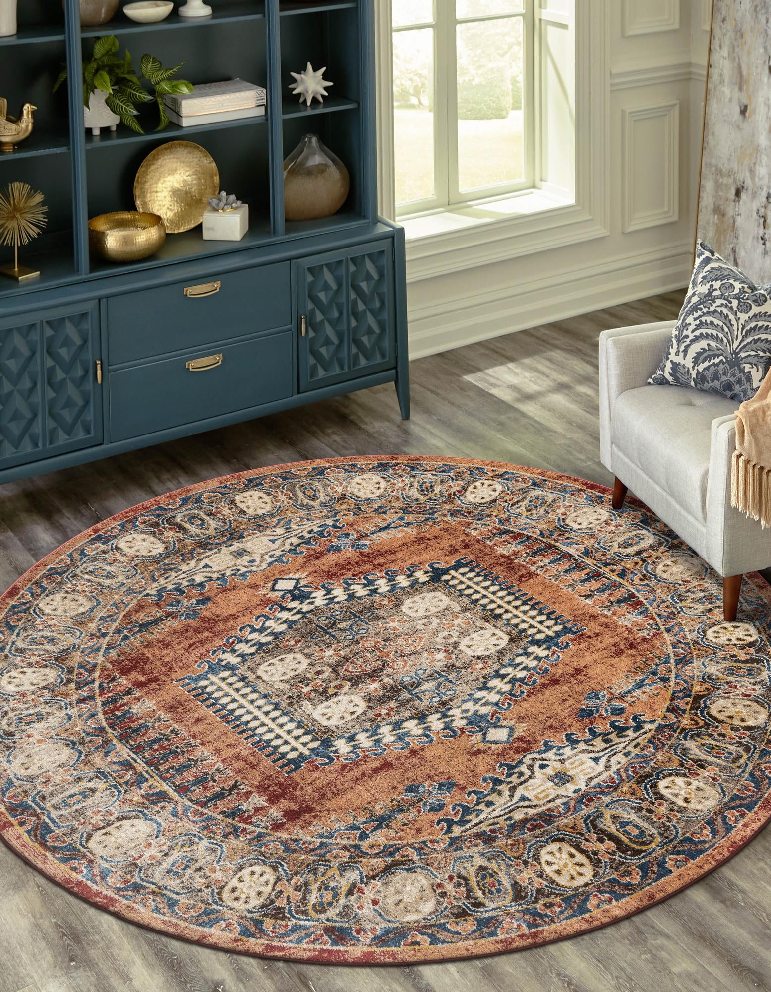Terracotta 4' x 4' Eden Round Rug | Rugs.com