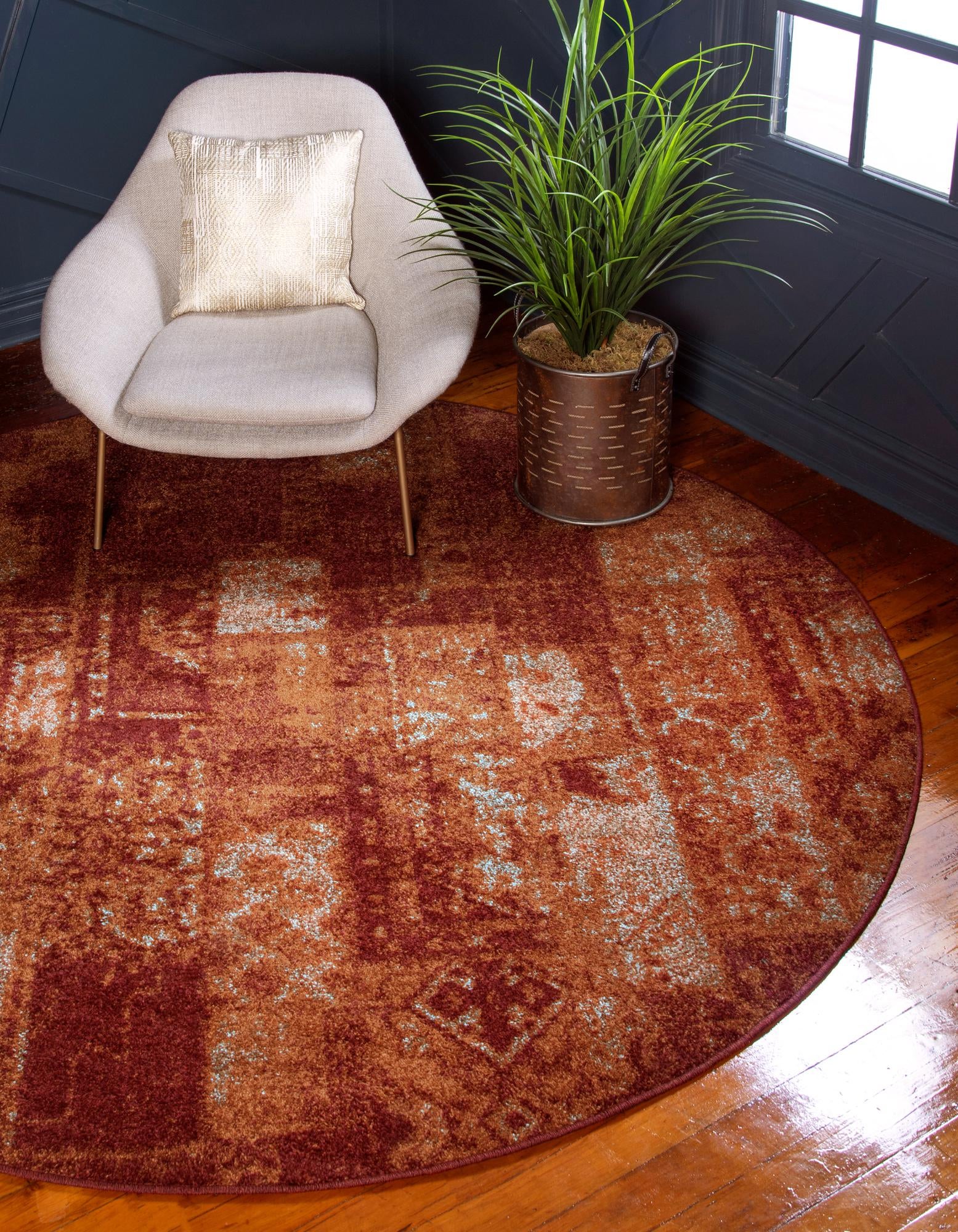 Orange 5' 3 x 5' 3 Valencia Round Rug | Rugs.com