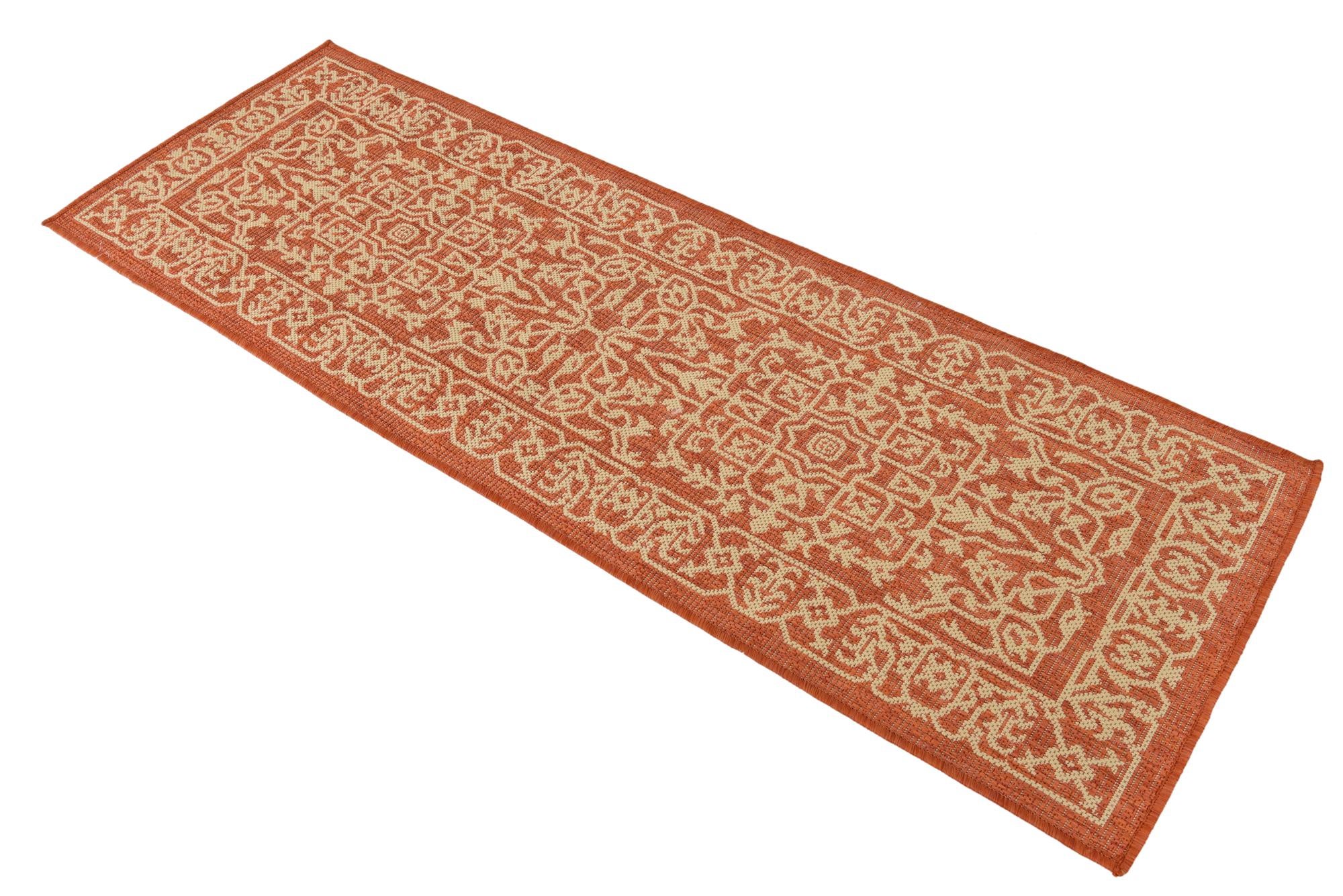 Terracotta 2' 2 x 6' Botanical Indoor / Outdoor Runner Rug | Rugs.com