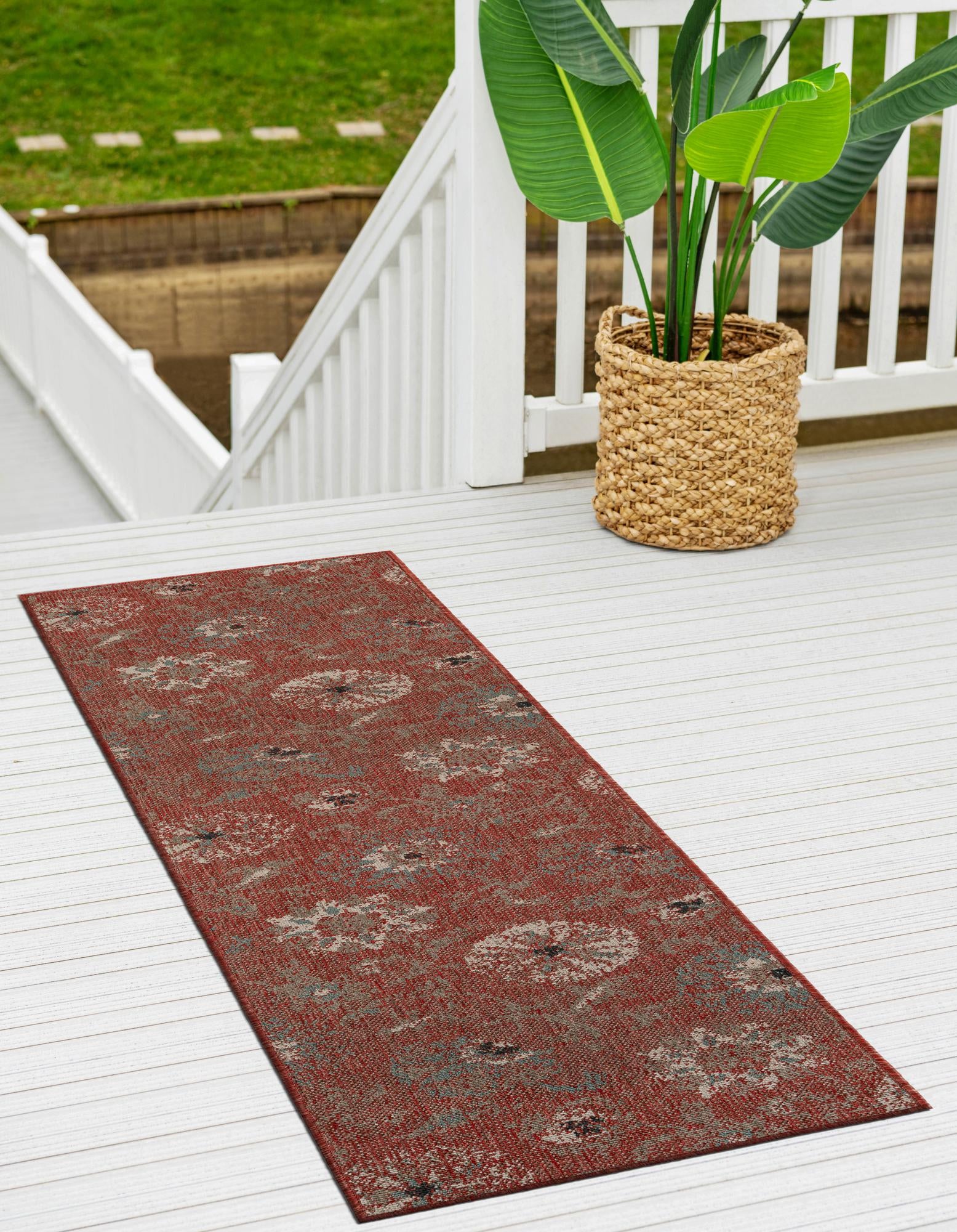 Terracotta 2' 7 x 12' Botanical Indoor / Outdoor Runner Rug | Rugs.com