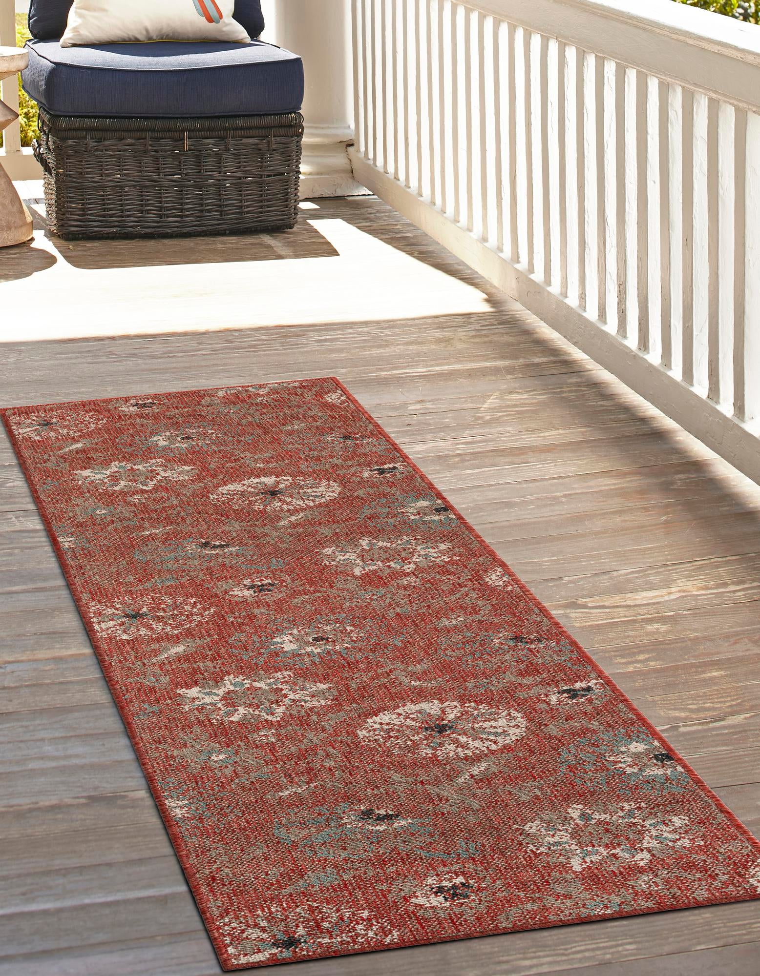 Terracotta 2' 7 x 12' Botanical Indoor / Outdoor Runner Rug | Rugs.com