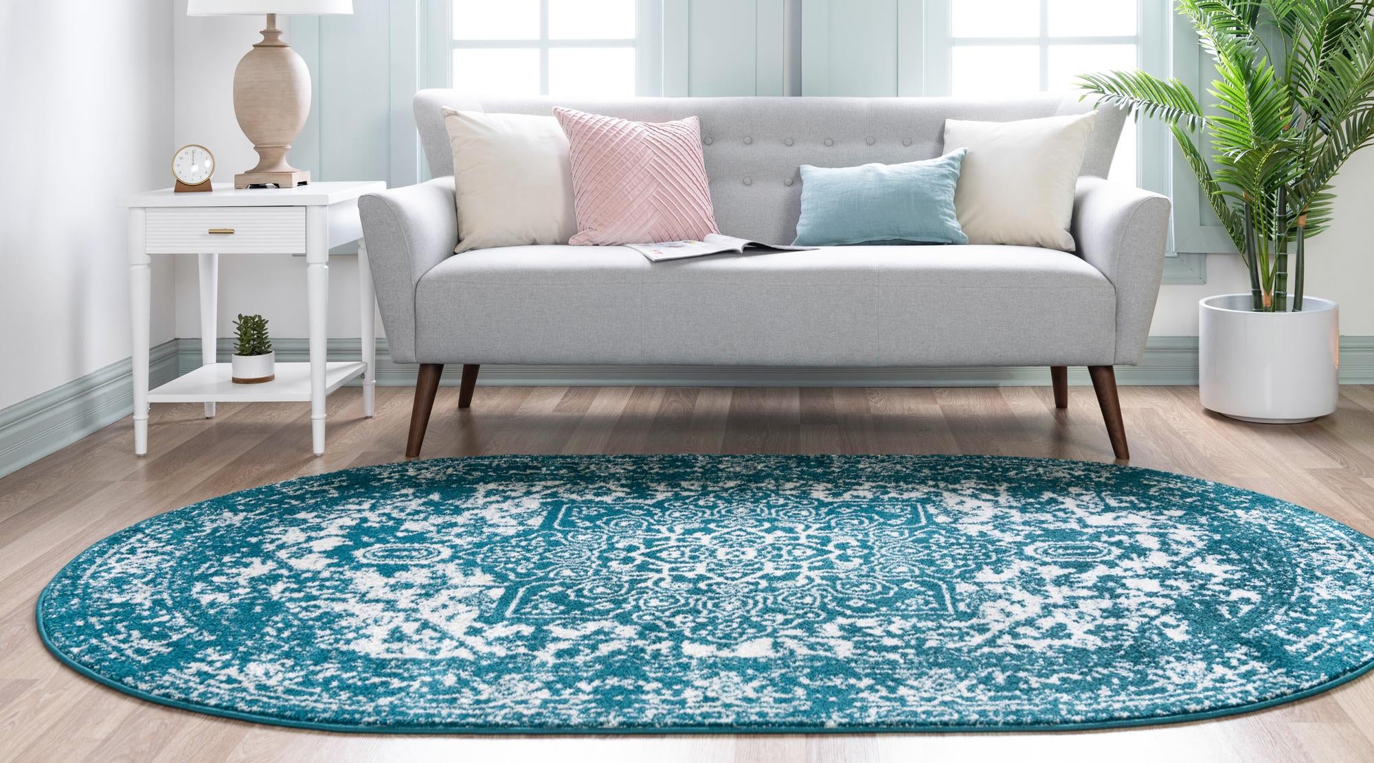 Turquoise 7' 10 x 10' Arlington Oval Rug | Rugs.com