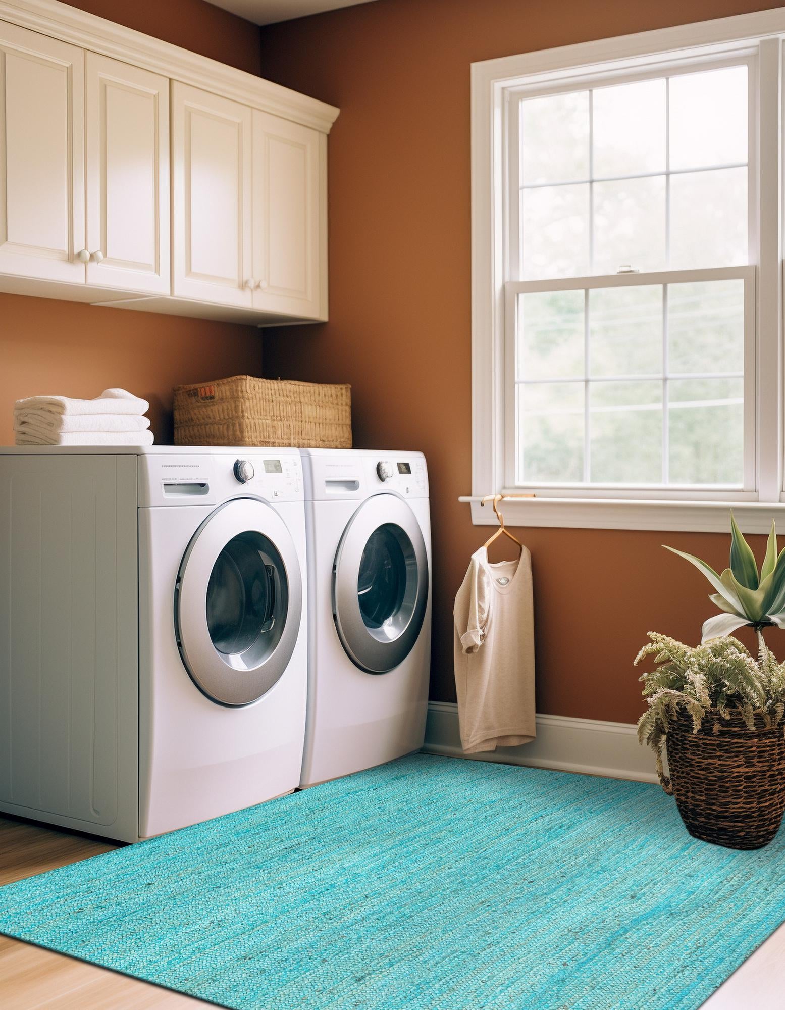 Turquoise 8' x 10' Hand Braided Jute Rug | Rugs.com