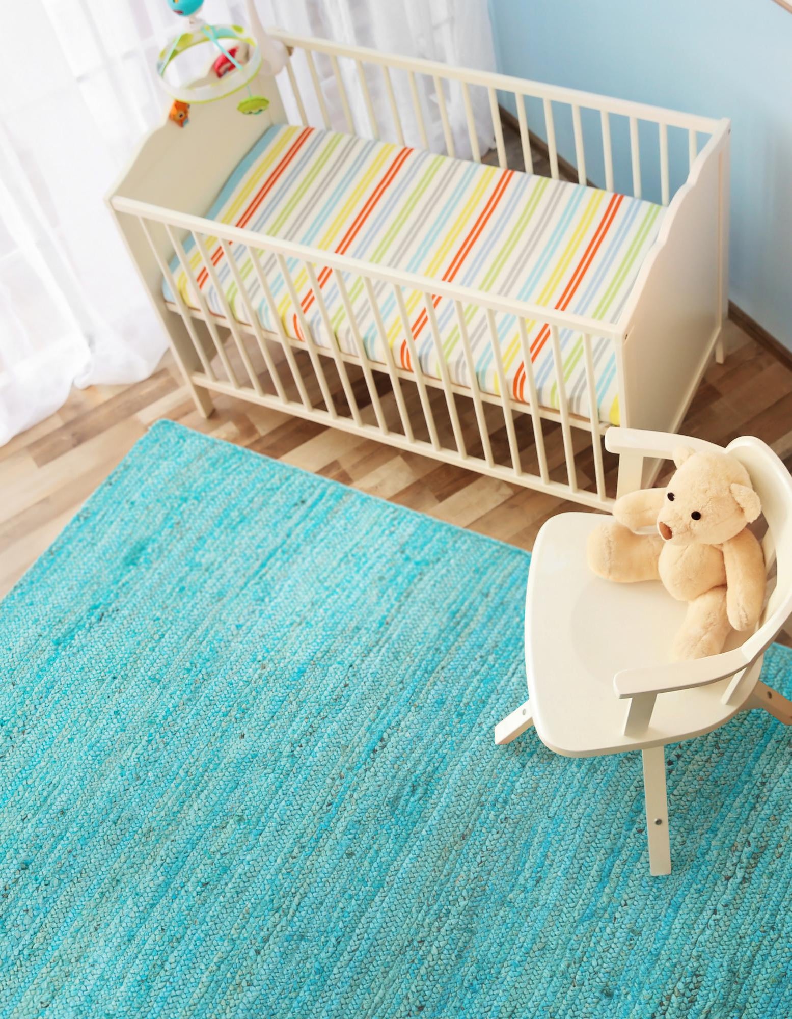 Turquoise 8' x 10' Hand Braided Jute Rug | Rugs.com