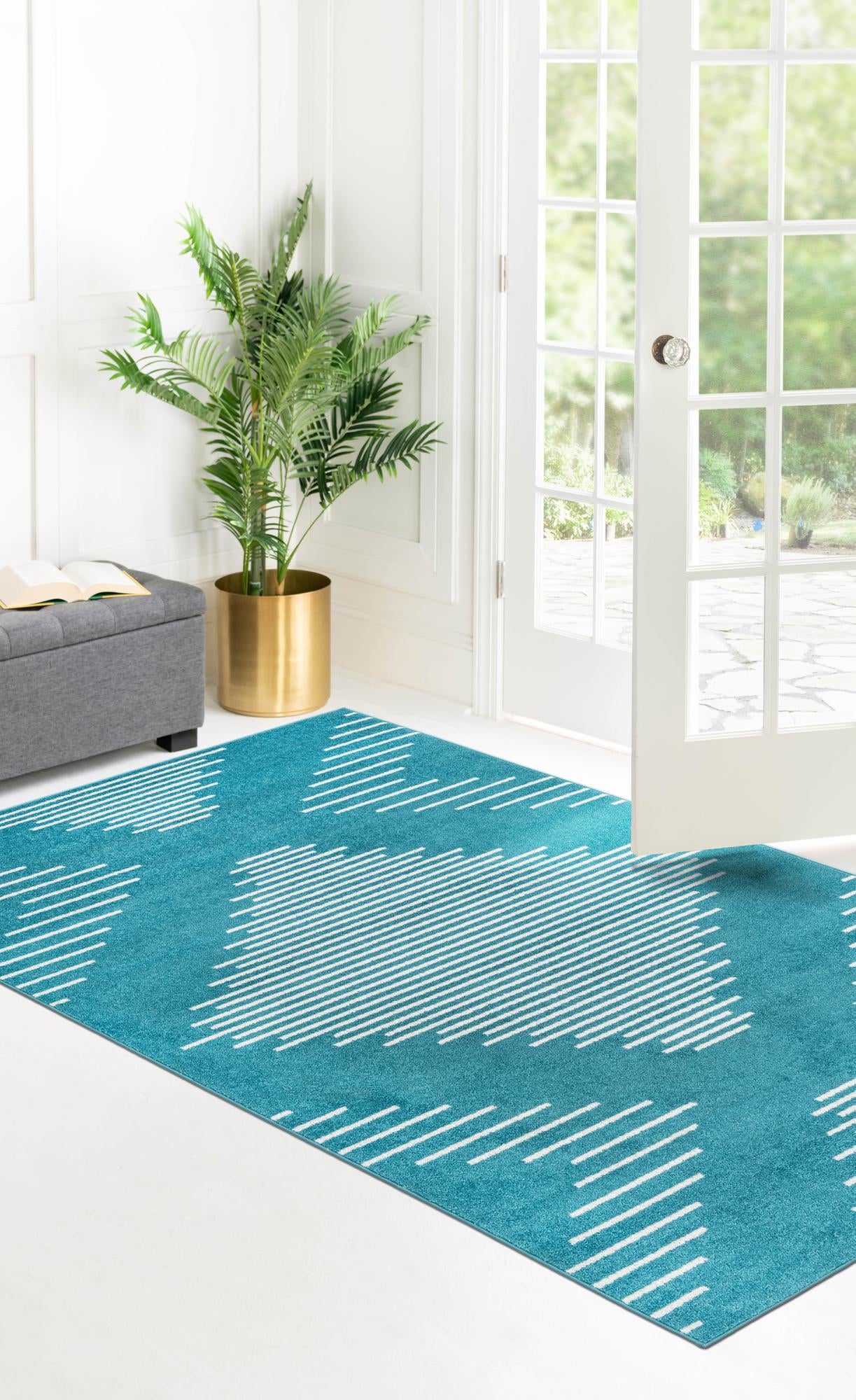 Turquoise 5' 3 x 8' Kai Rug | Rugs.com