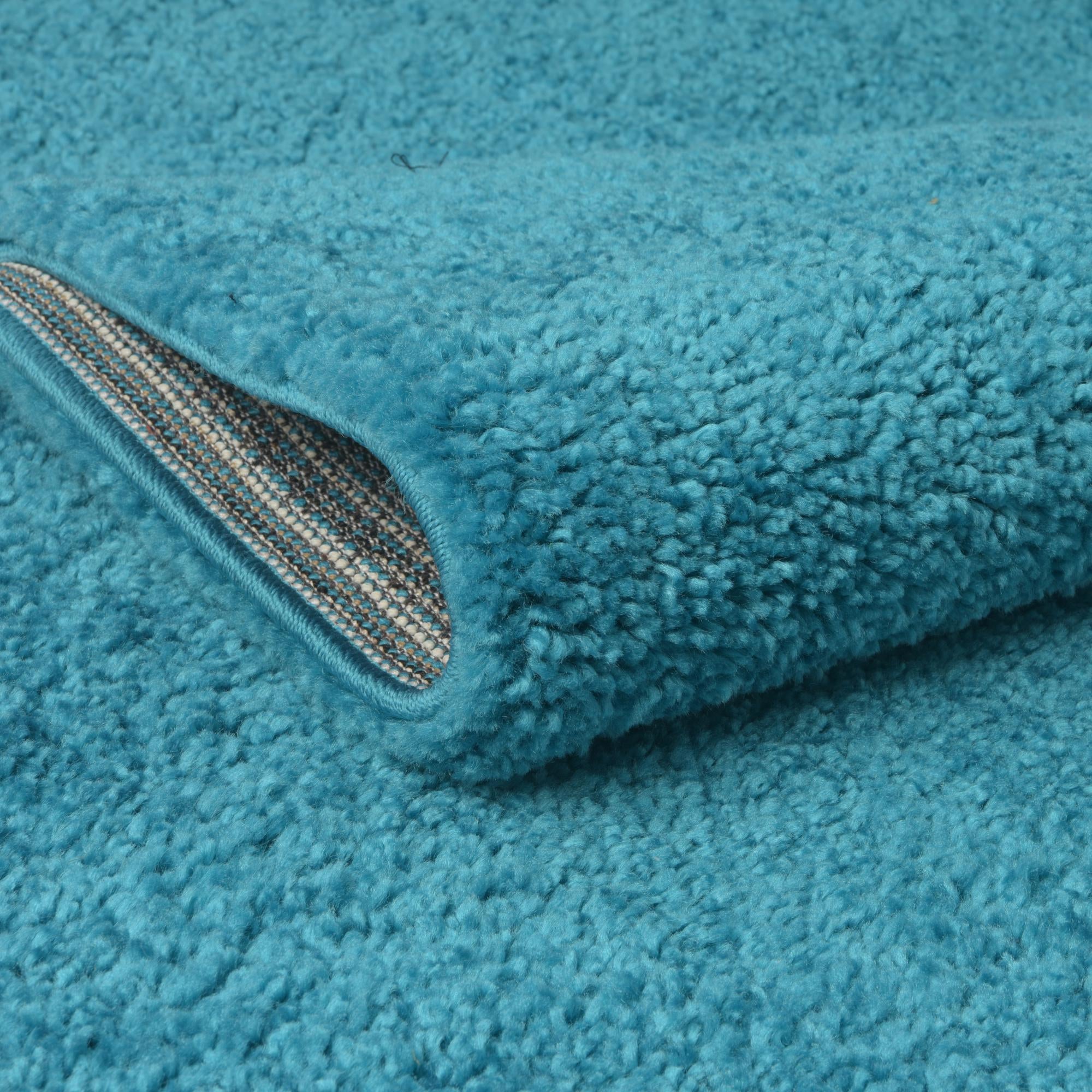 Turquoise 5' 3 x 7' 7 Solid Frieze Rug | Rugs.com