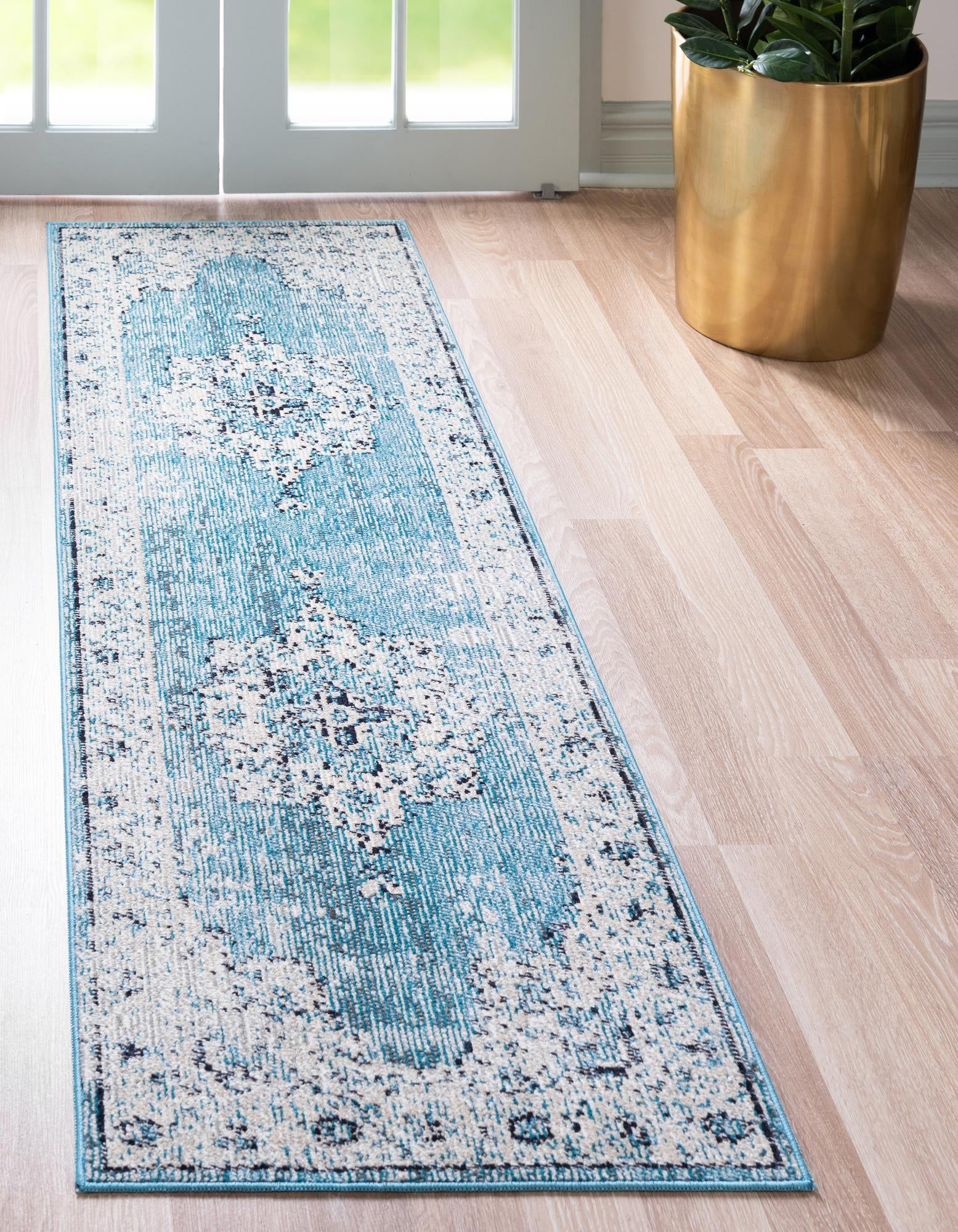 Turquoise Jill Zarin 2' 2 x 6' Uptown Yorkville Runner Rug | Rugs.com