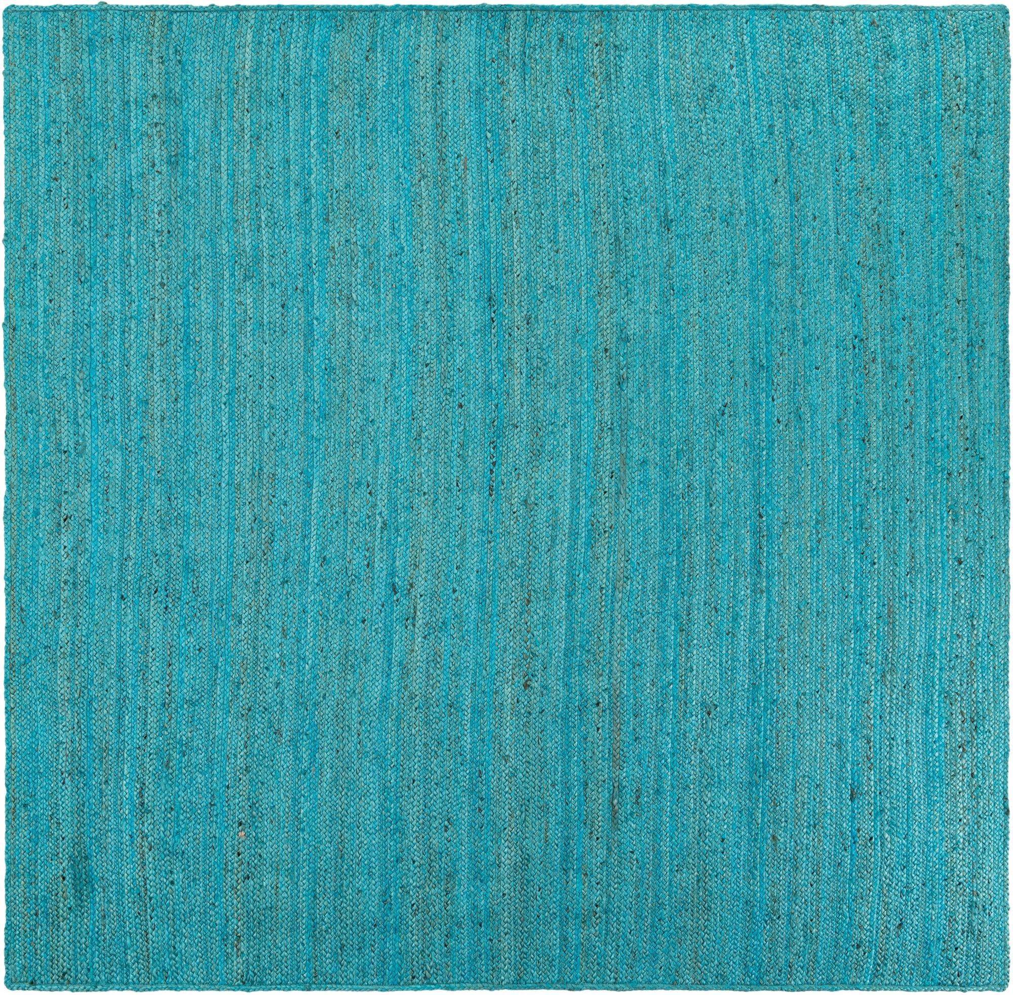 Turquoise 9' 2 x 9' 2 Hand Braided Jute Square Rug | Rugs.com