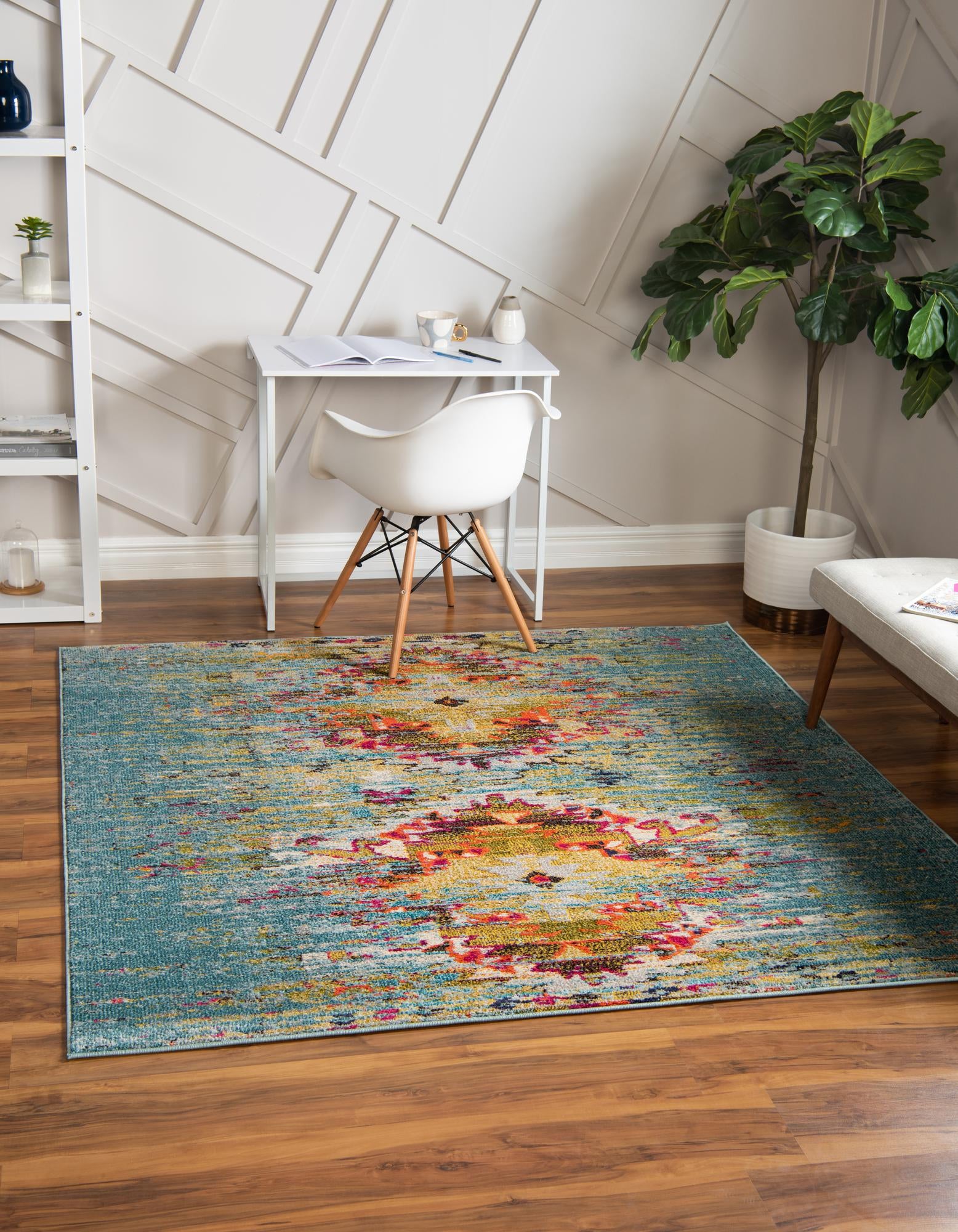 Blue 8' x 8' Andromeda Square Rug | Rugs.com