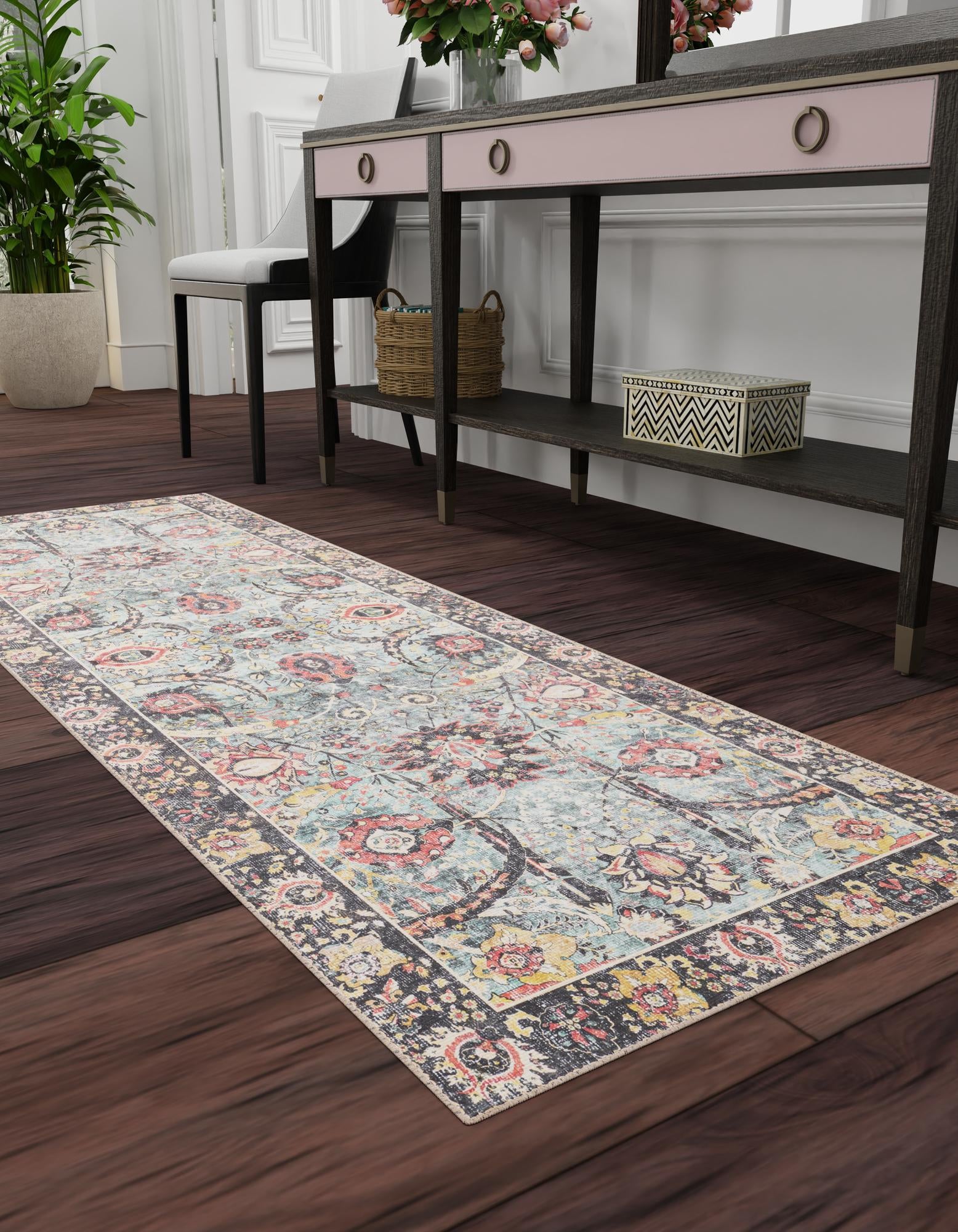Vintage Green 2' x 8' Timeless Runner Rug | Rugs.com