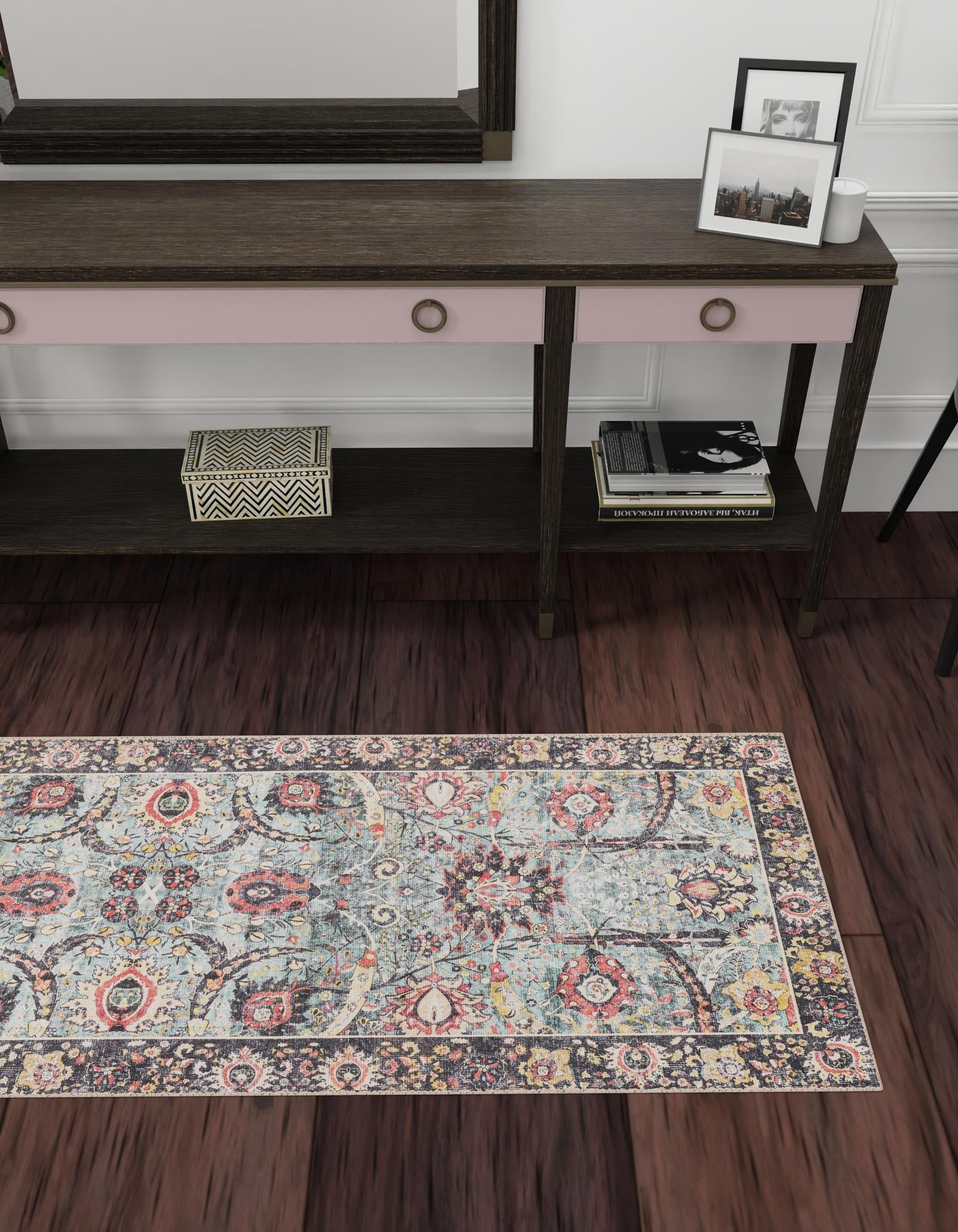 Vintage Green 2' x 8' Timeless Runner Rug | Rugs.com