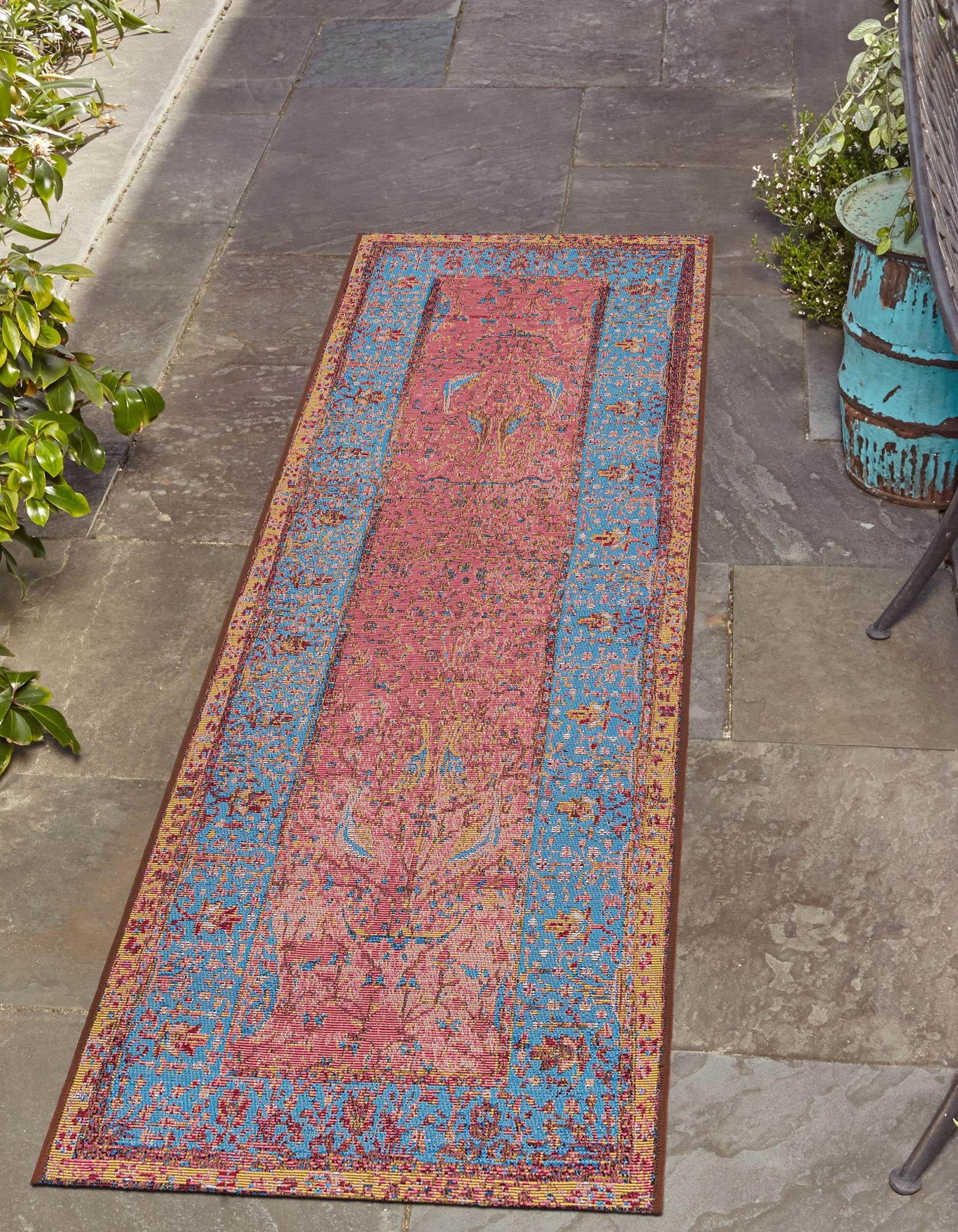 Vintage Salmon Coral 2' 7 x 12' Traditional Indoor / Outdoor Runner Rug ...