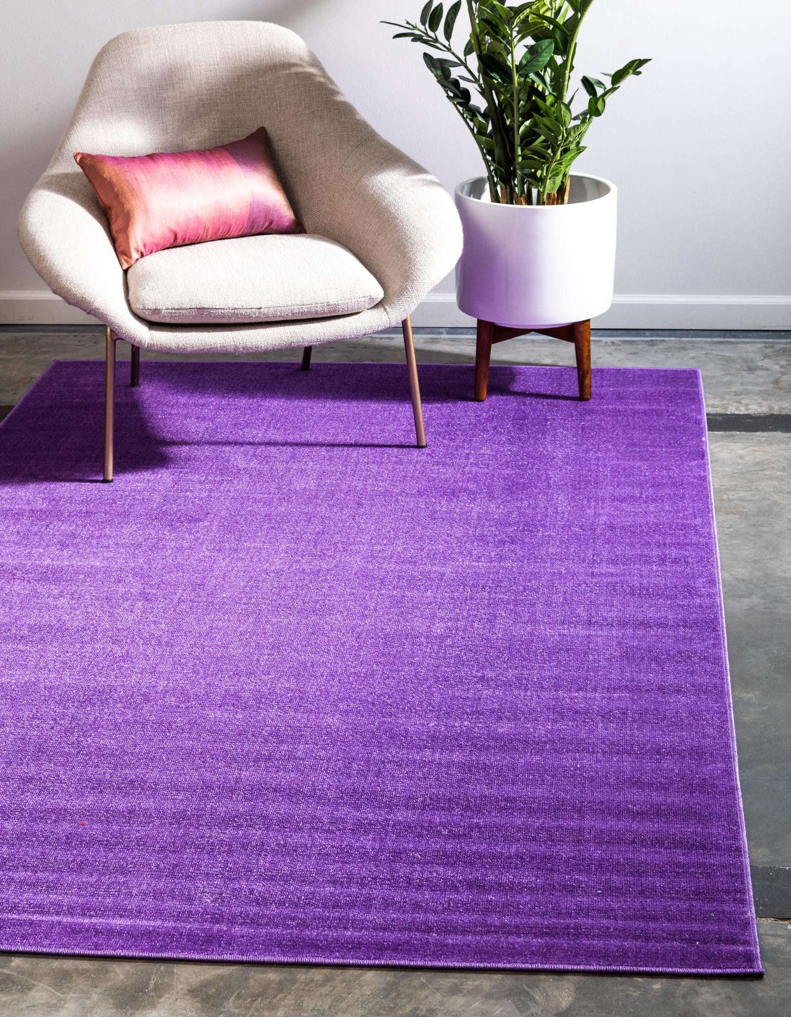 Purple 6' 7 x 9' 10 Hand Knotted Solid Gabbeh Wool Rug | Rugs.com