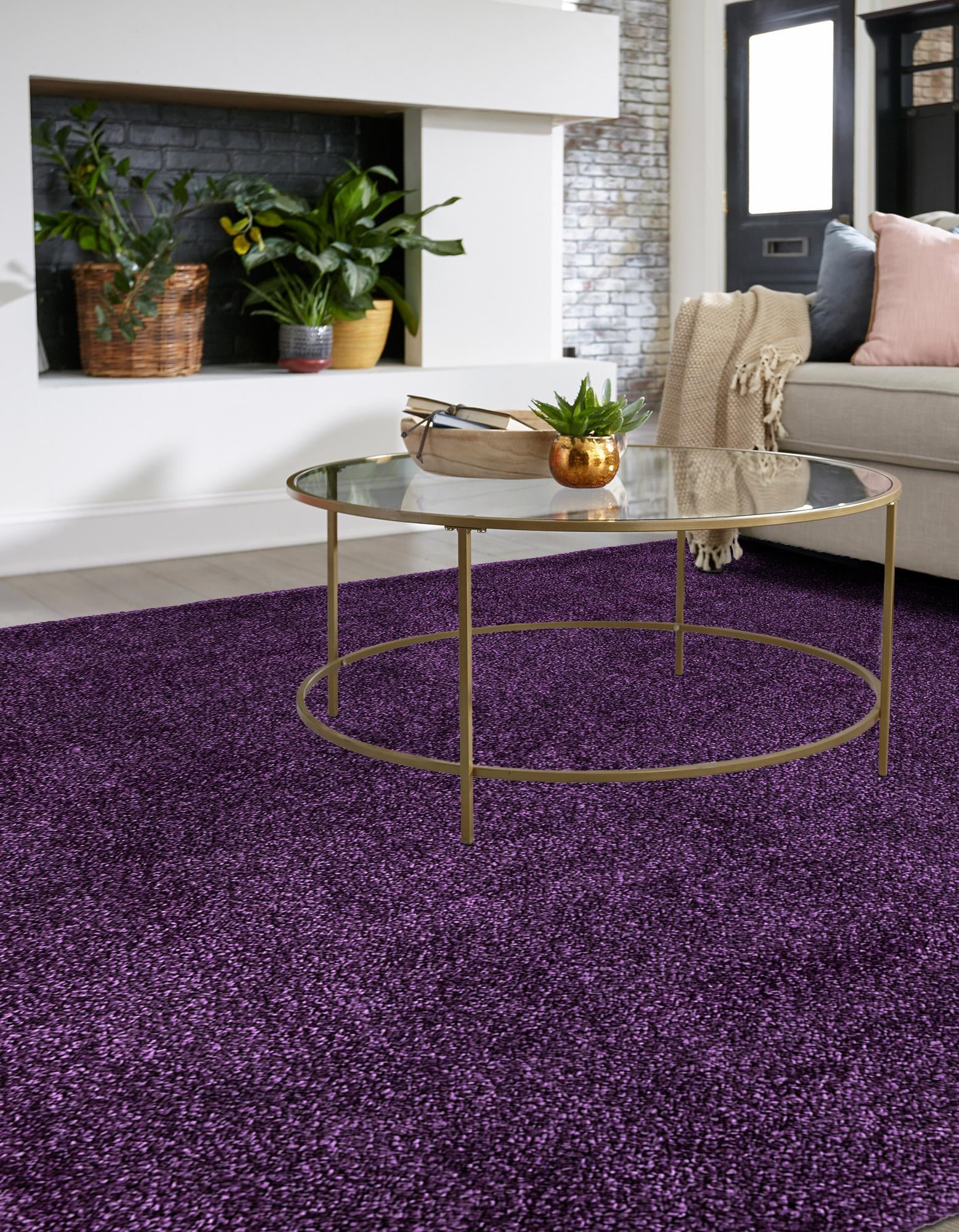 Violet 6' x 6' Solid Frieze Square Rug | Rugs.com