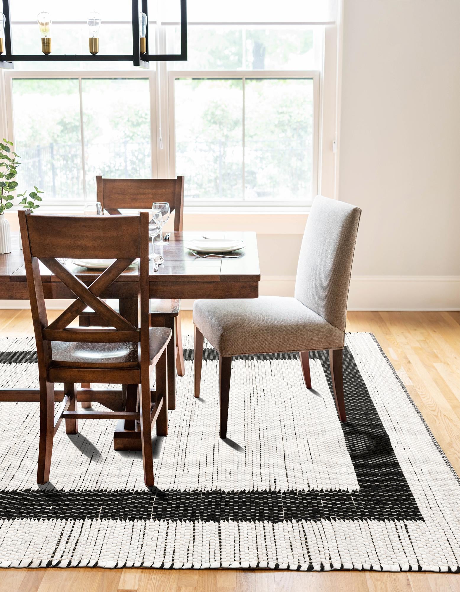 White and Black 9' x 12' Hand Woven Chindi Jute Rug | Rugs.com