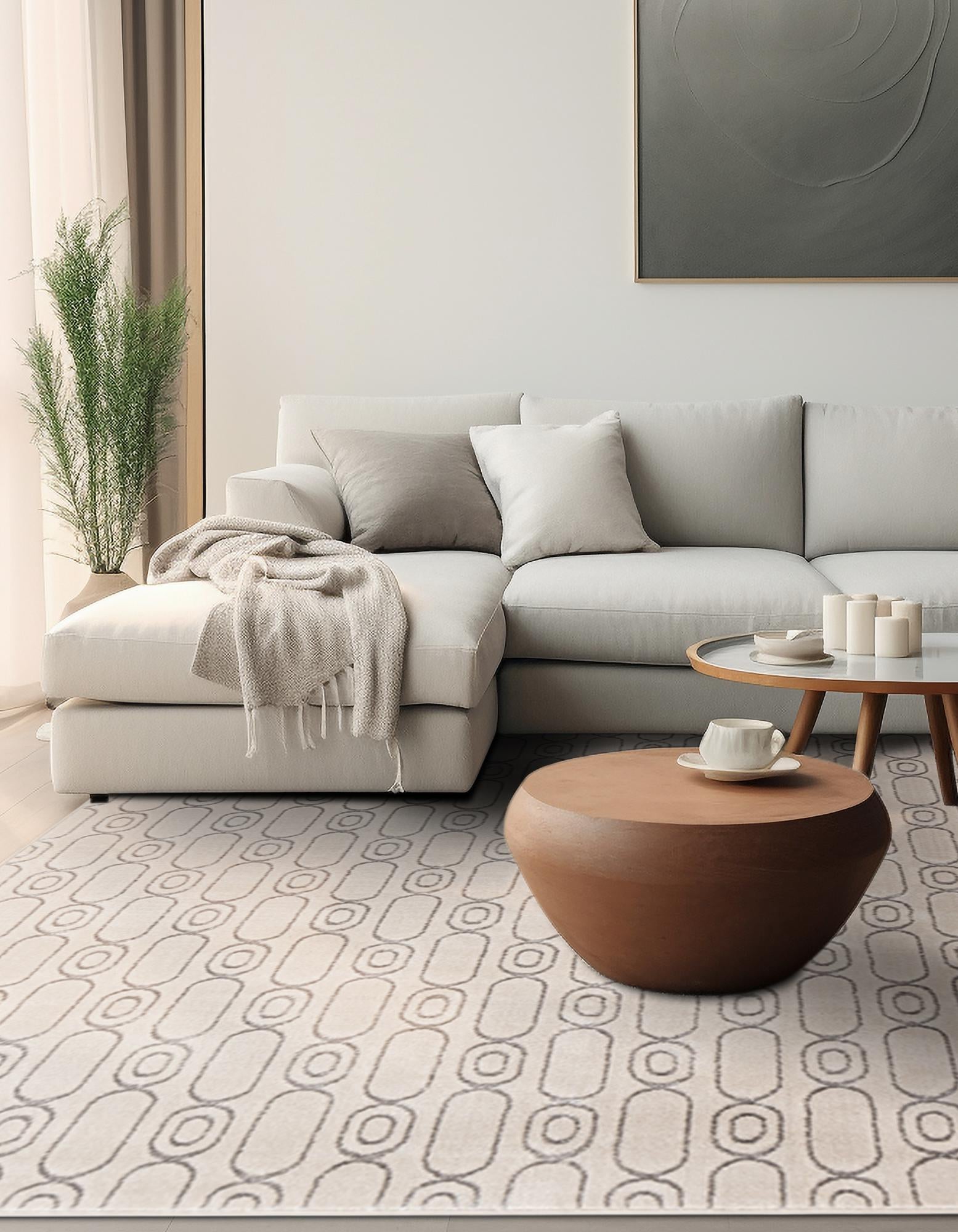 White and Silver 7' 10 x 7' 10 Vogue Geo Square Rug | Rugs.com