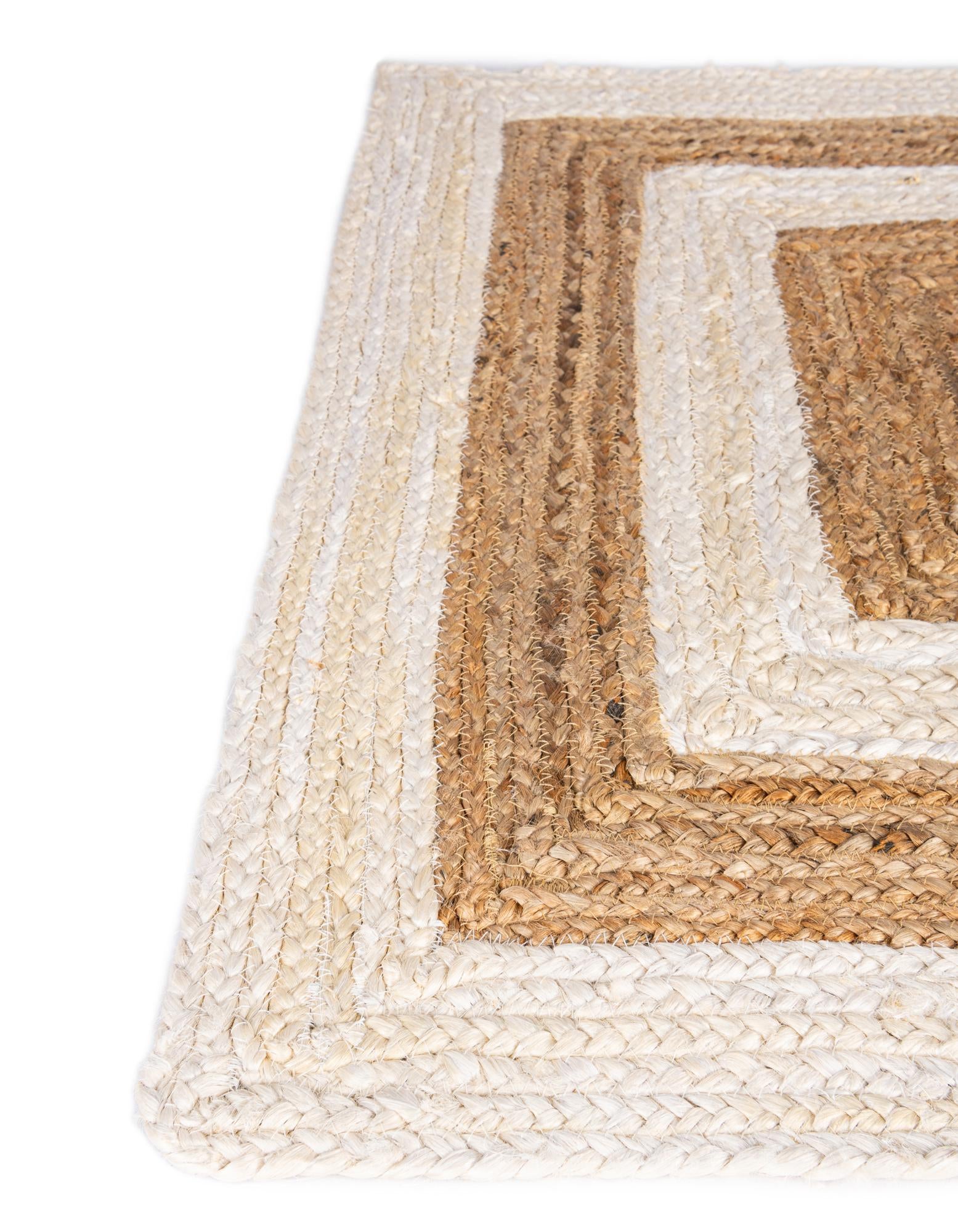 White Natural 10' x 10' Hand Braided Jute Square Rug | Rugs.com
