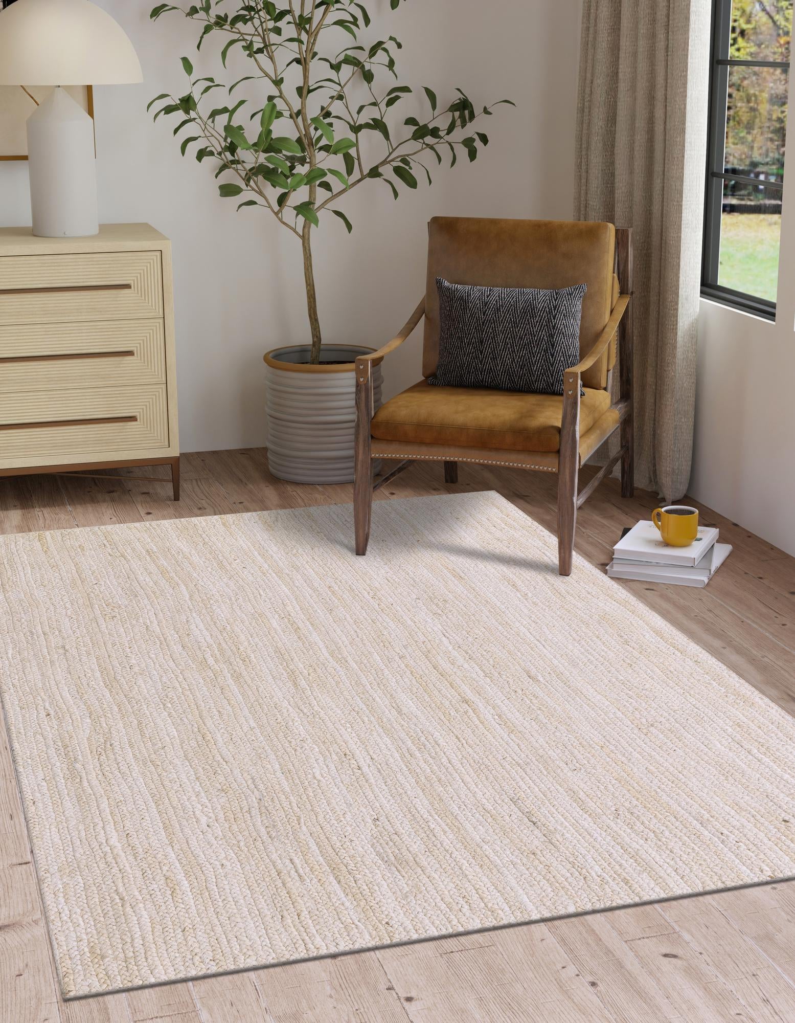 White 9' x 12' Hand Braided Jute Rug | Rugs.com