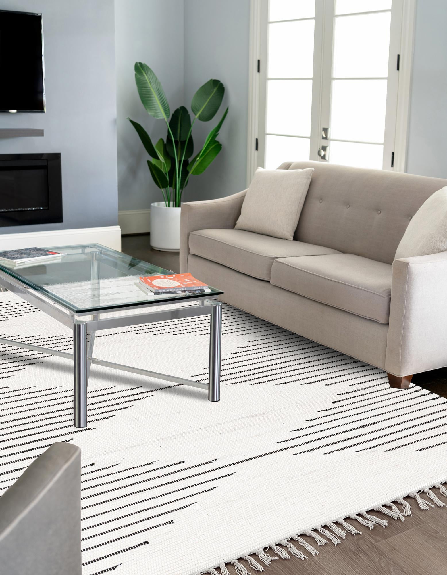 White 2' x 3' 1 Hand Woven Chindi Cotton Rug | Rugs.com