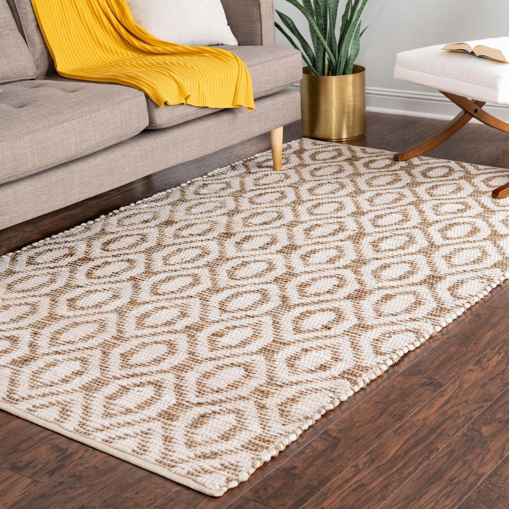 White 9' x 12' Hand Woven Chindi Jute Rug | Rugs.com