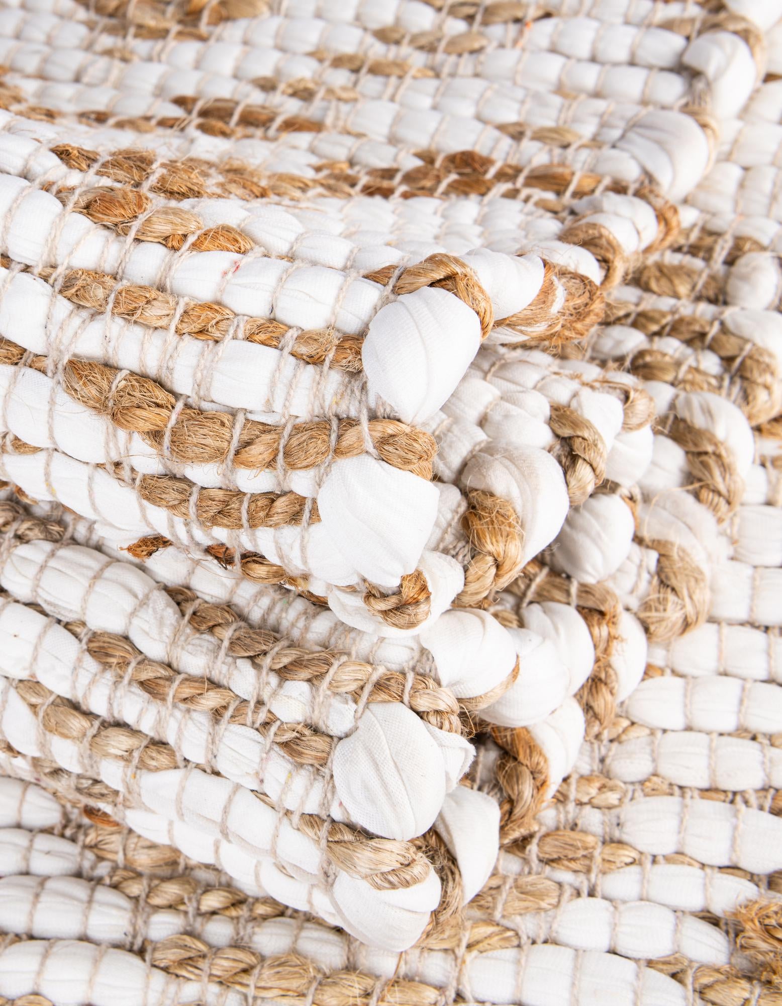 White 5' 1 x 8' Hand Woven Chindi Jute Rug | Rugs.com