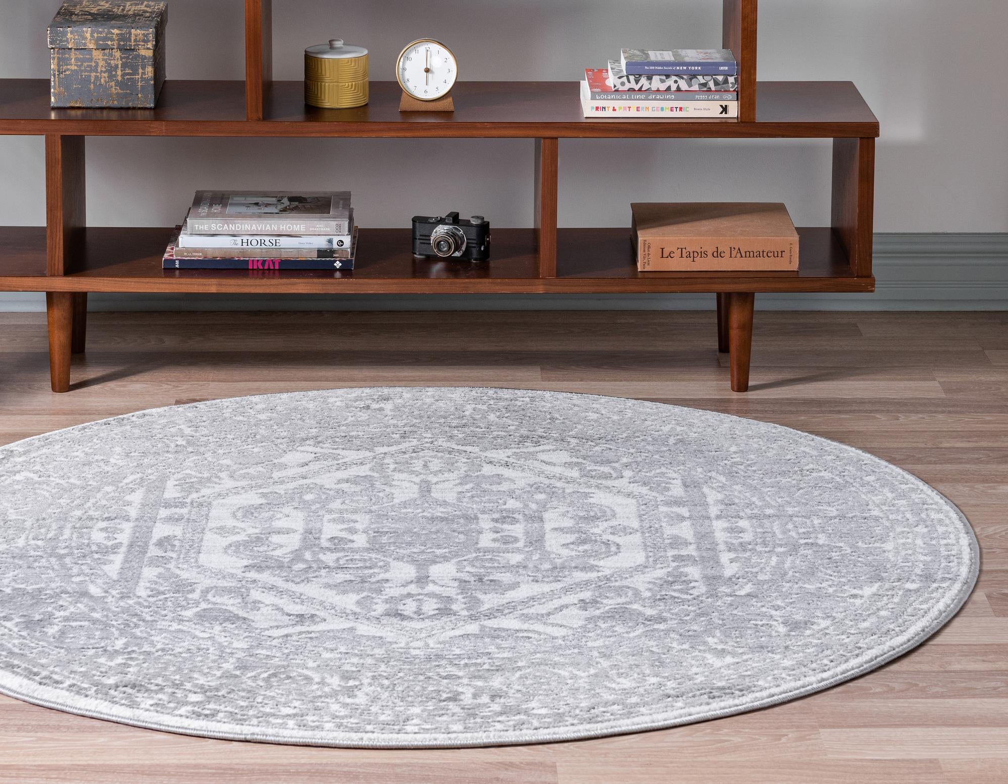 White 5' x 5' Boston Round Rug | Rugs.com