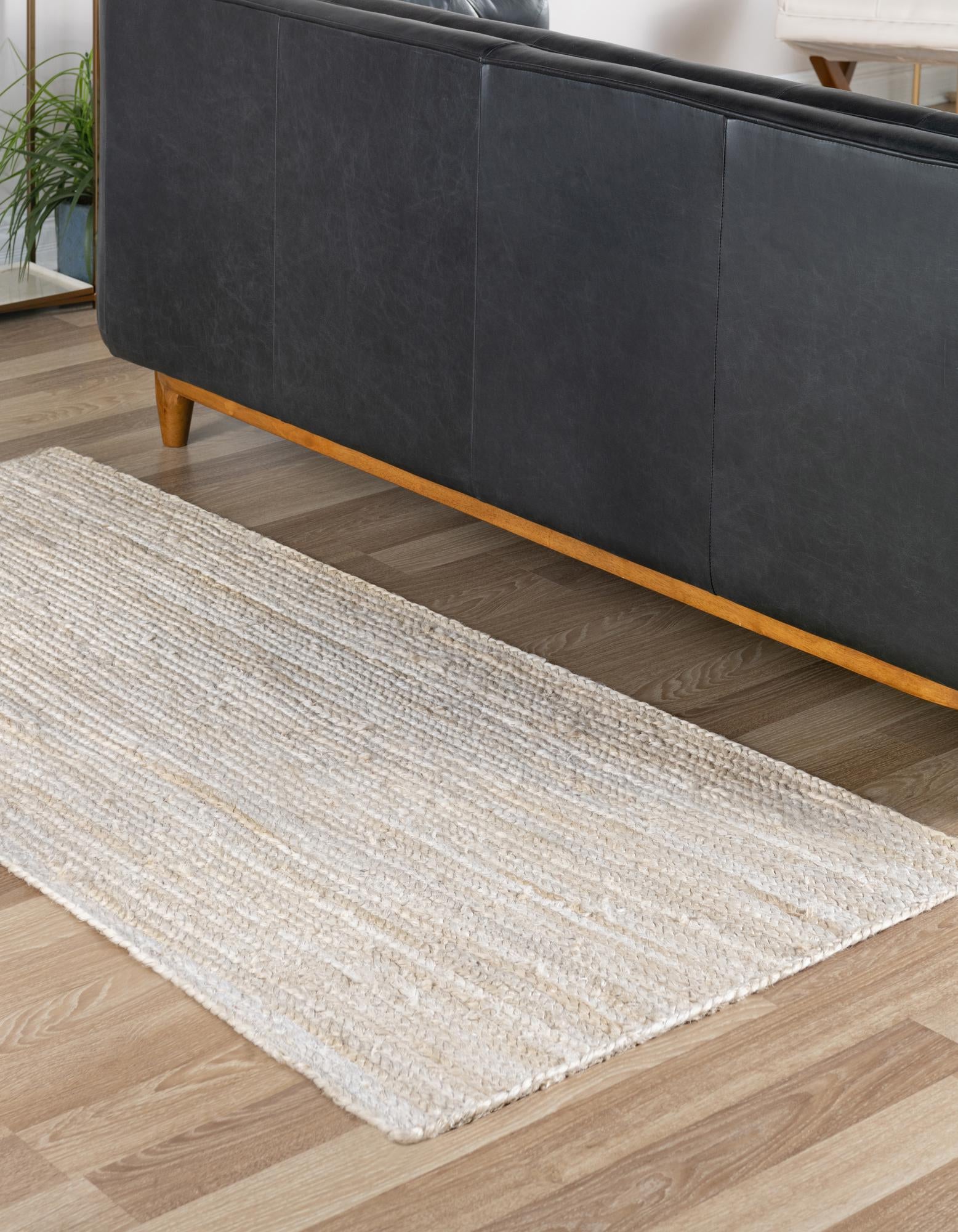 White 2' 6 x 6' 1 Hand Braided Jute Runner Rug | Rugs.com