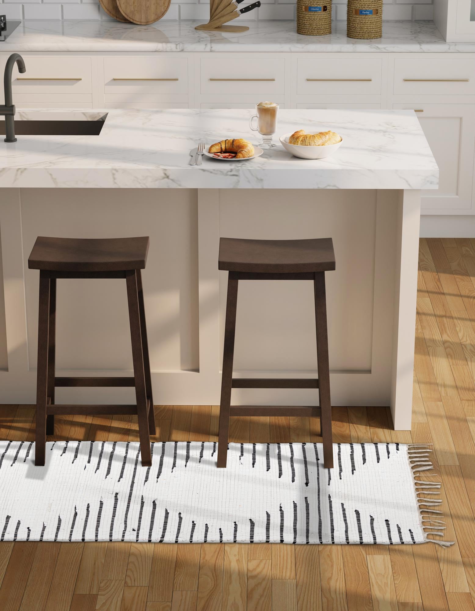 White 2' 2 x 6' 1 Hand Woven Chindi Cotton Runner Rug | Rugs.com