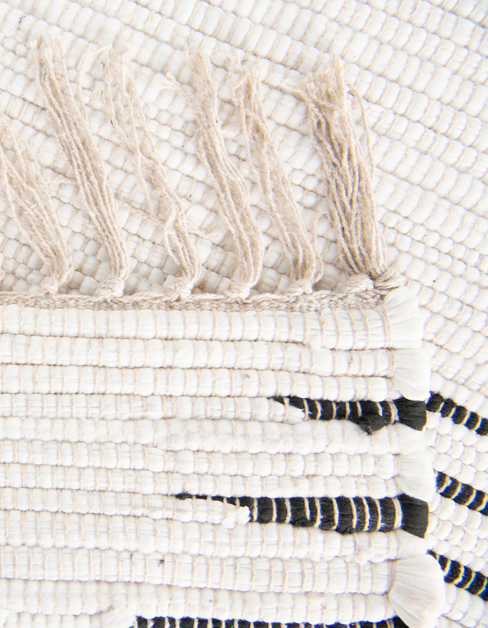 White 2' 2 x 6' 1 Hand Woven Chindi Cotton Runner Rug | Rugs.com