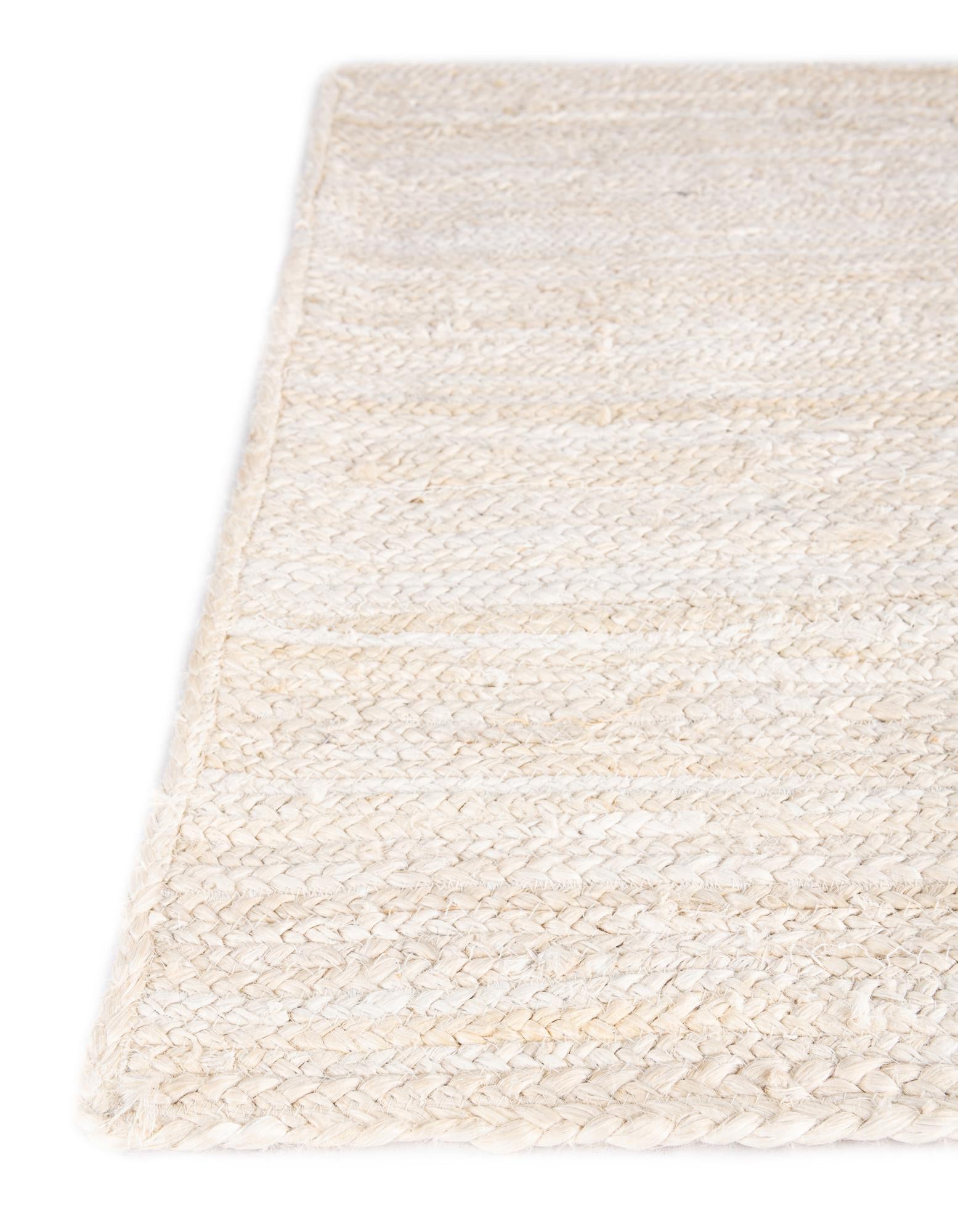 White 8' x 8' Hand Braided Jute Square Rug | Rugs.com
