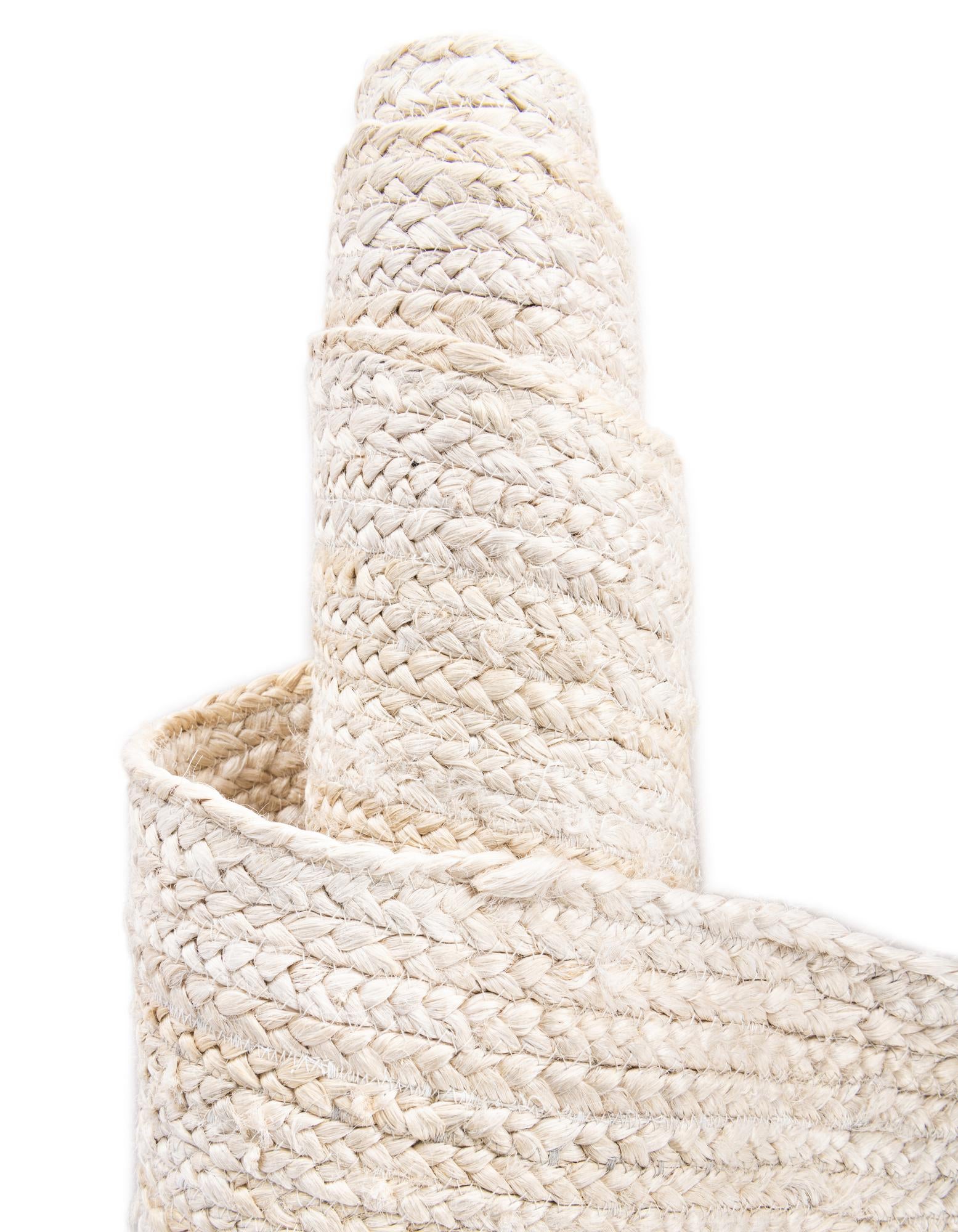 White 8' x 8' Hand Braided Jute Square Rug | Rugs.com