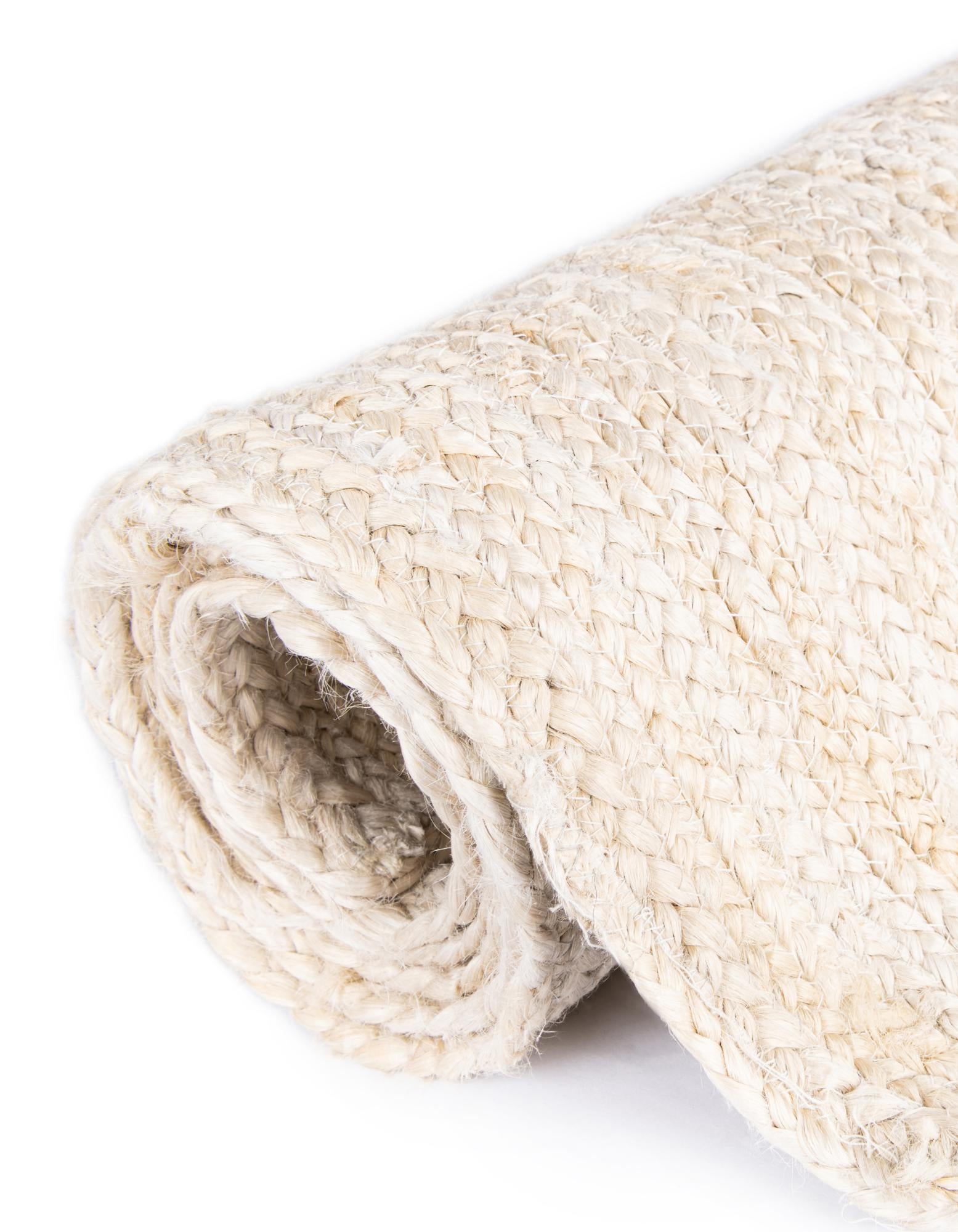 White 8' x 8' Hand Braided Jute Square Rug | Rugs.com