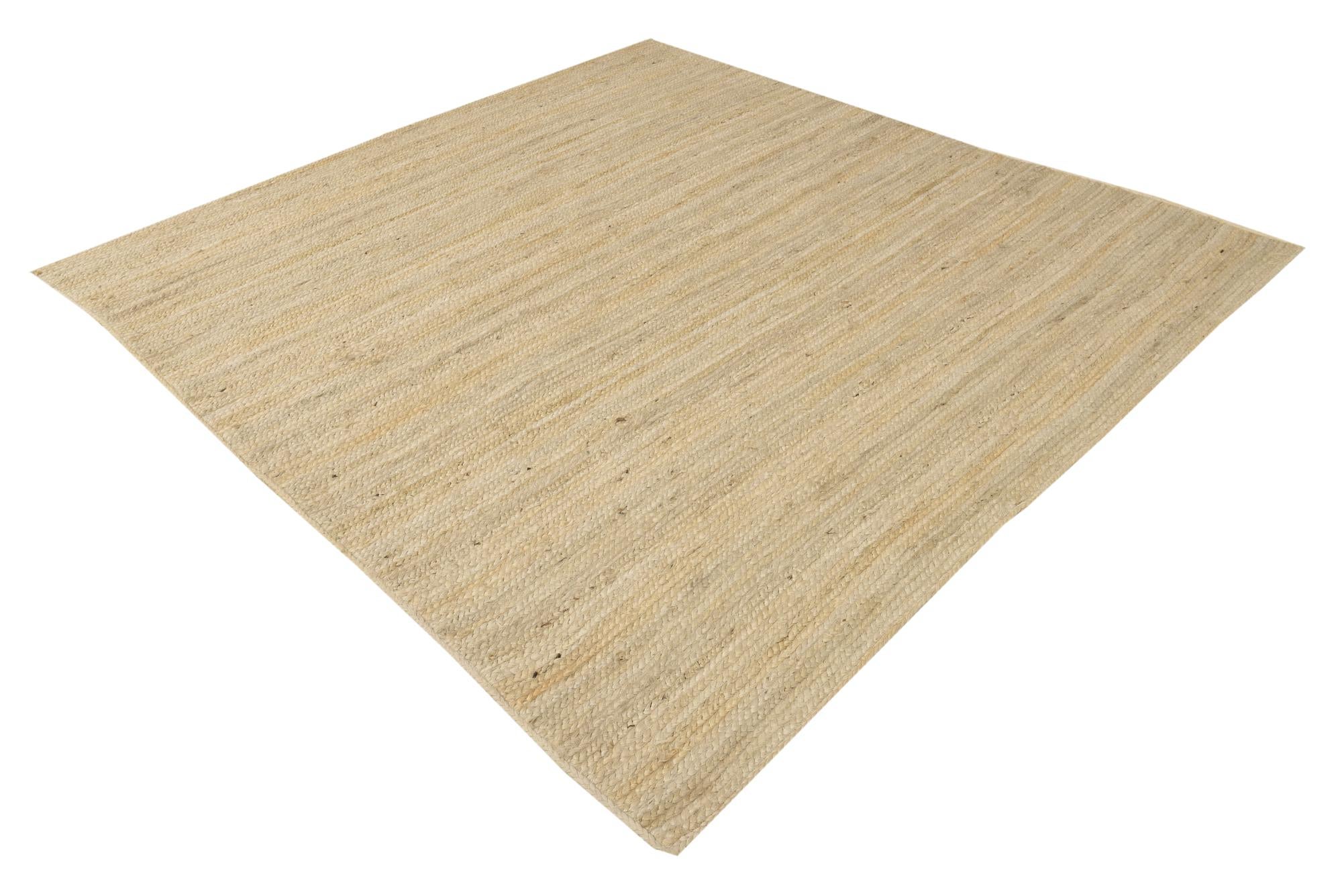 White 8' x 8' Hand Braided Jute Square Rug | Rugs.com