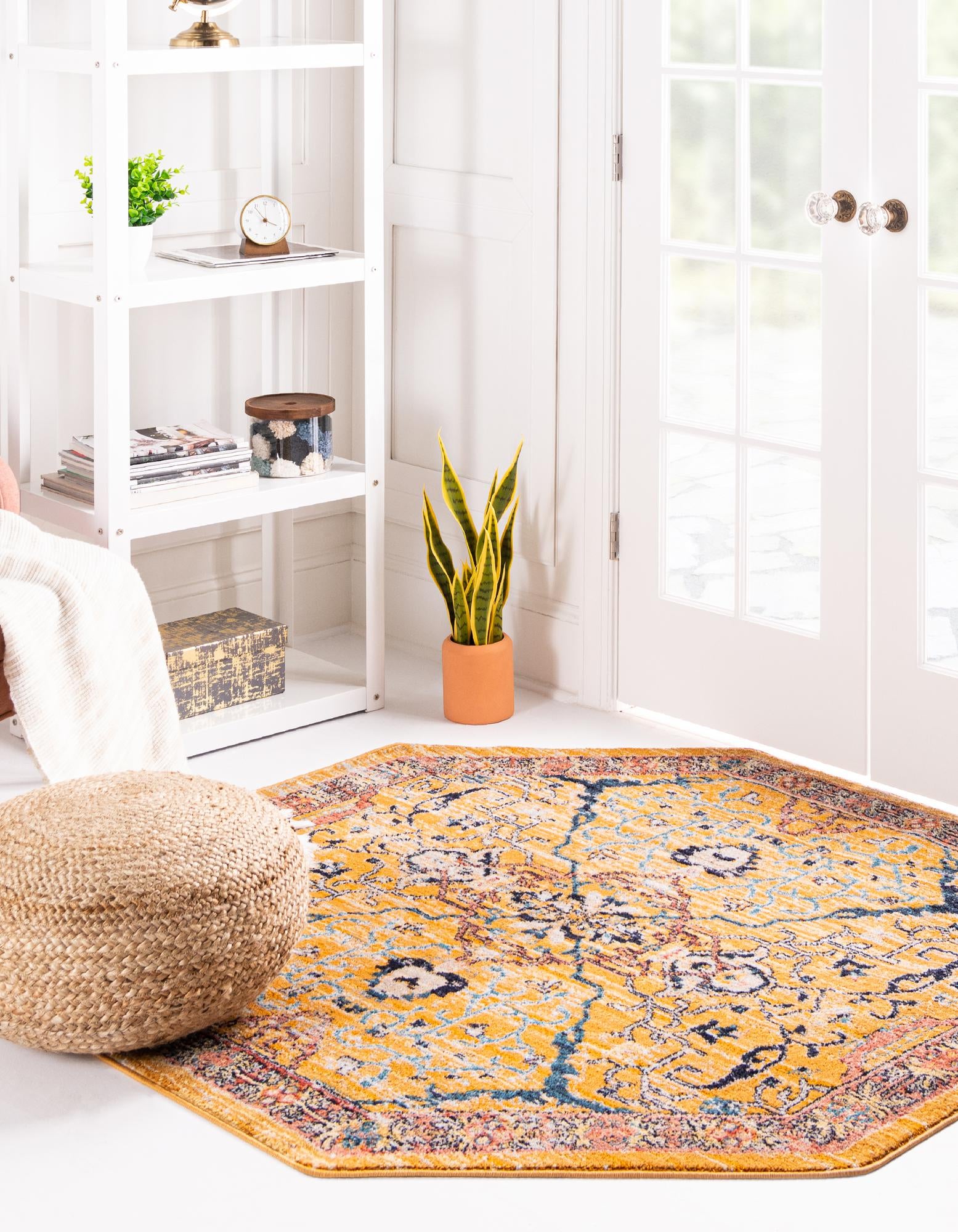 Yellow 4' x 4' Grae Lola Octagon Rug | Rugs.com