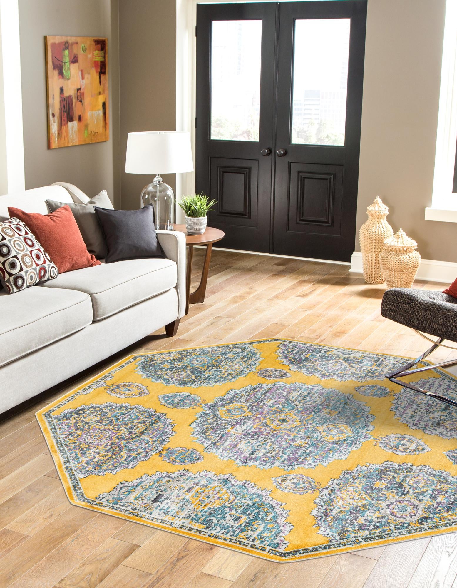 Yellow 4' x 4' Paragon Octagon Rug | Rugs.com
